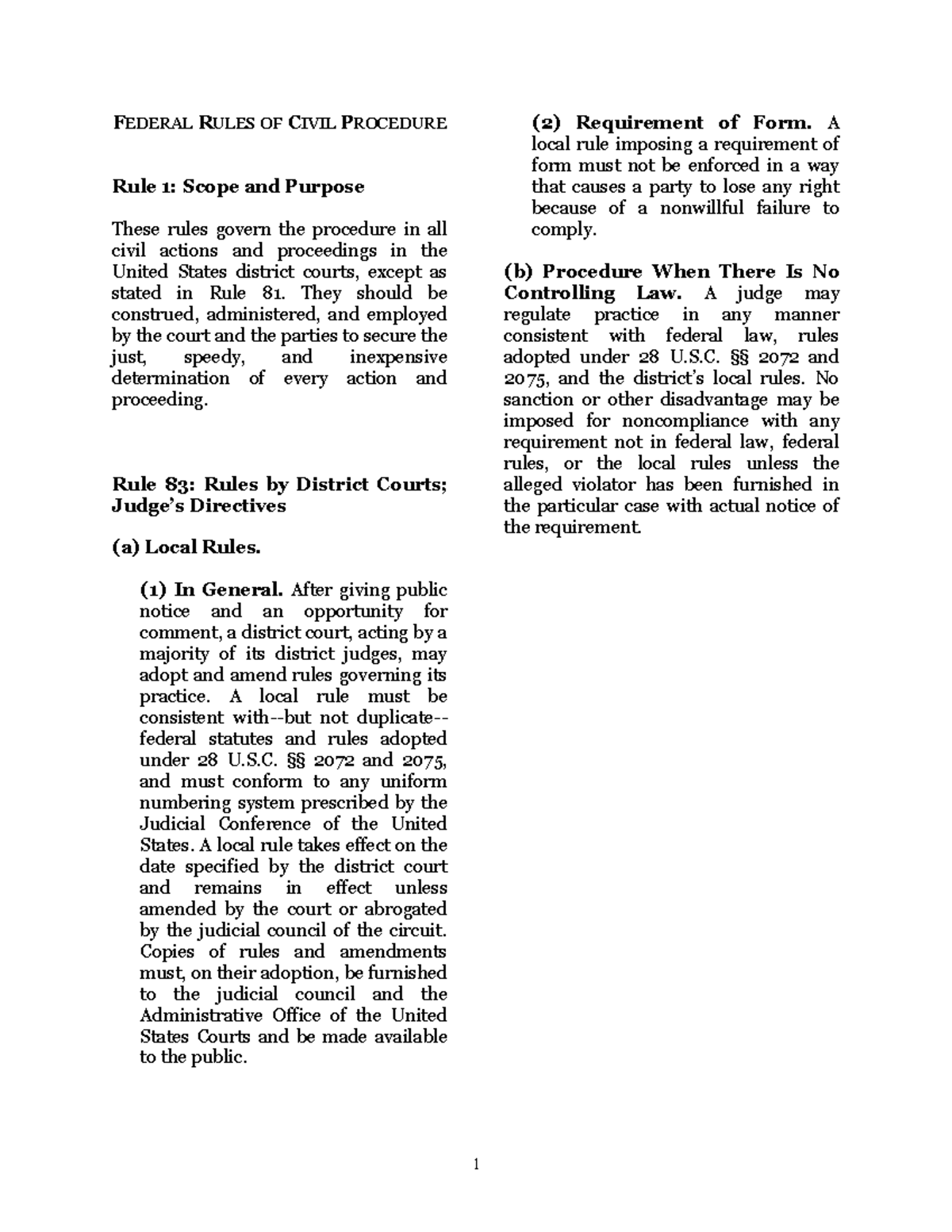 Duane ASP summer 2022 readings - FEDERAL RULES OF CIVIL PROCEDURE Rule ...