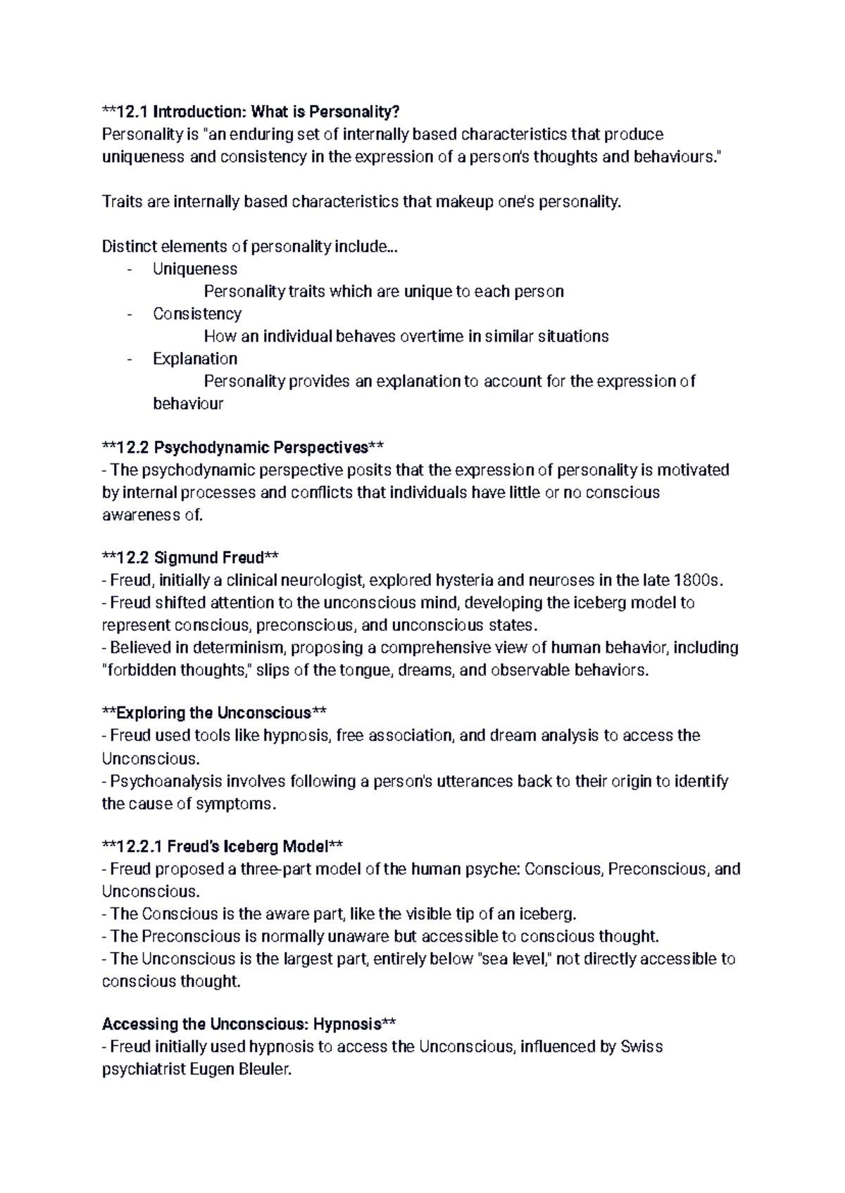 Module 12 - **12 Introduction: What is Personality? Personality is "an ...