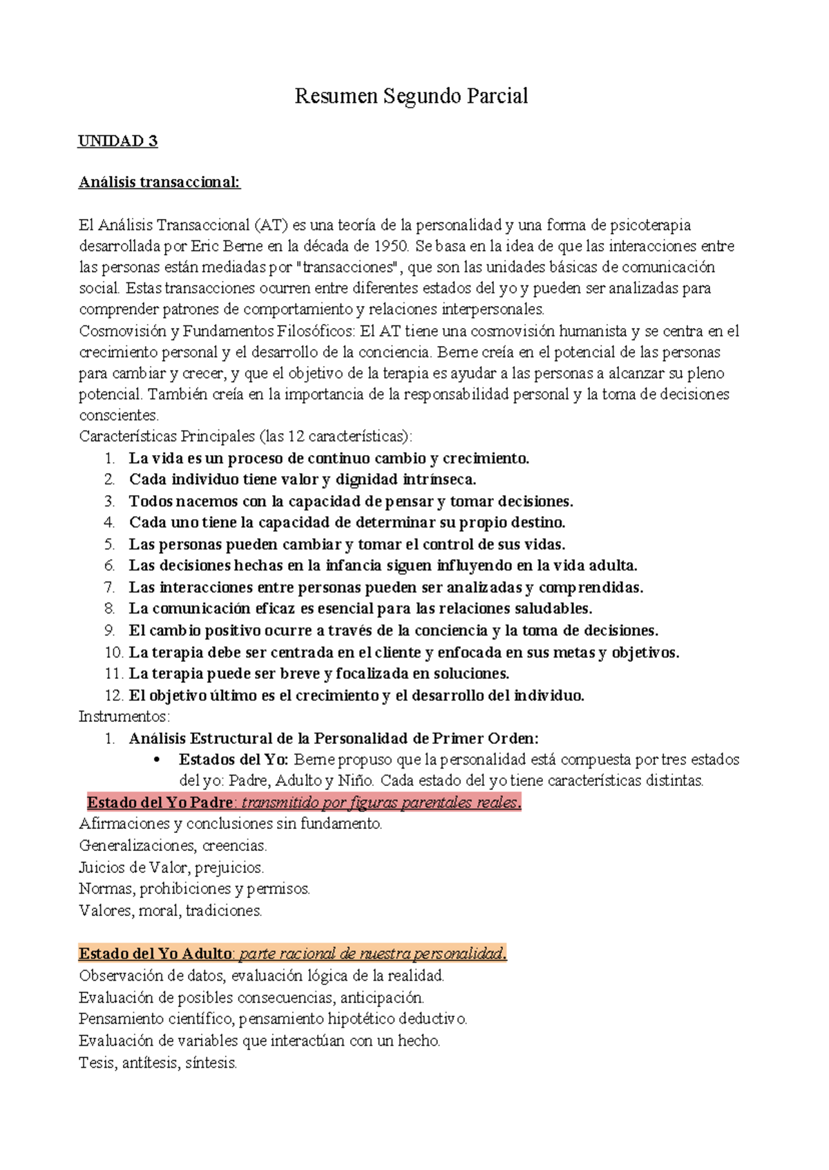 Resumen 2do parcial NCC - Resumen Segundo Parcial UNIDAD 3 Análisis transaccional: El Análisis ...