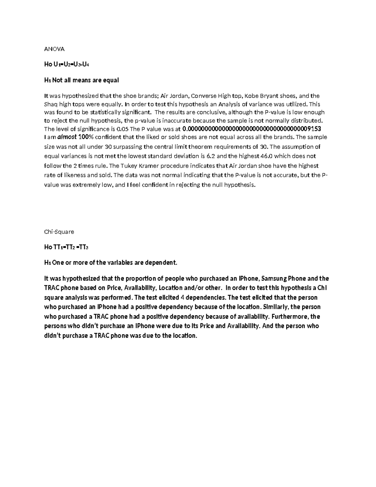 Extra Credit in Class - ANOVA Ho U 1 =U 2 =U3=U 4 H 1 Not all means are ...