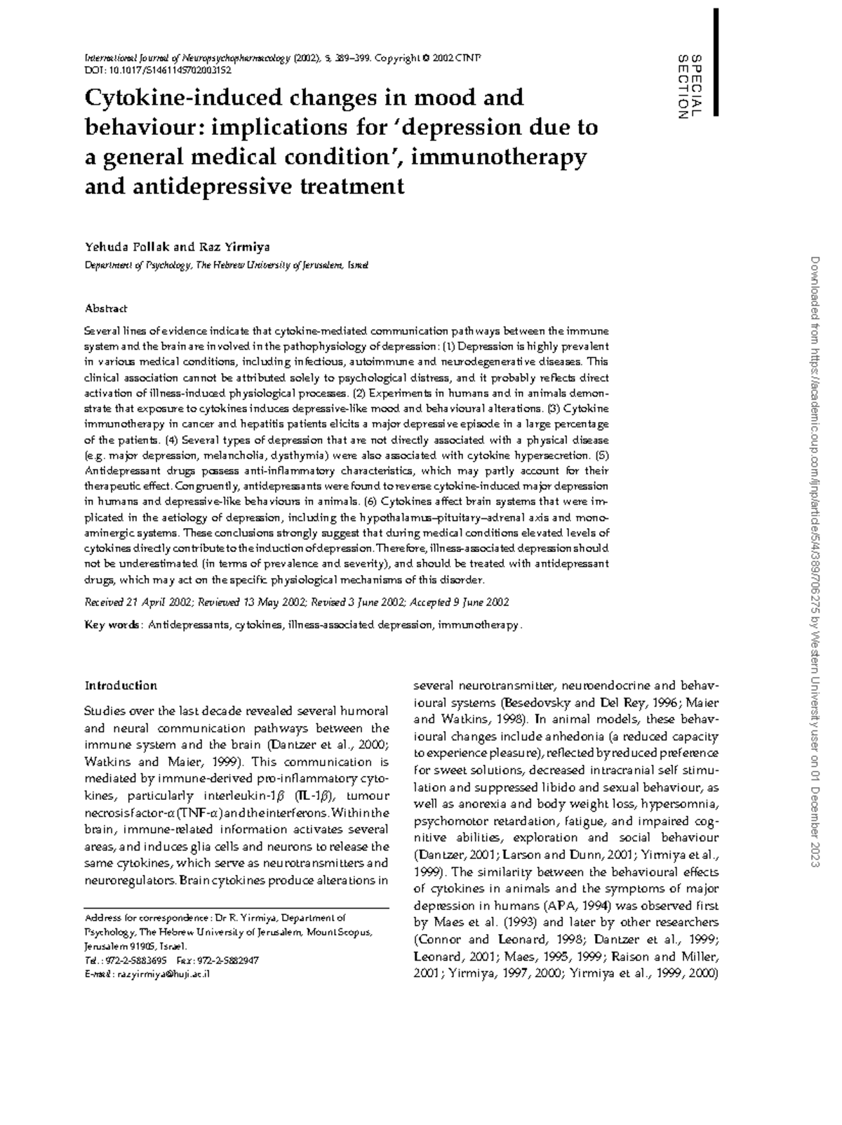 5-4-389 - hepful - Cytokine-induced changes in mood and behaviour ...
