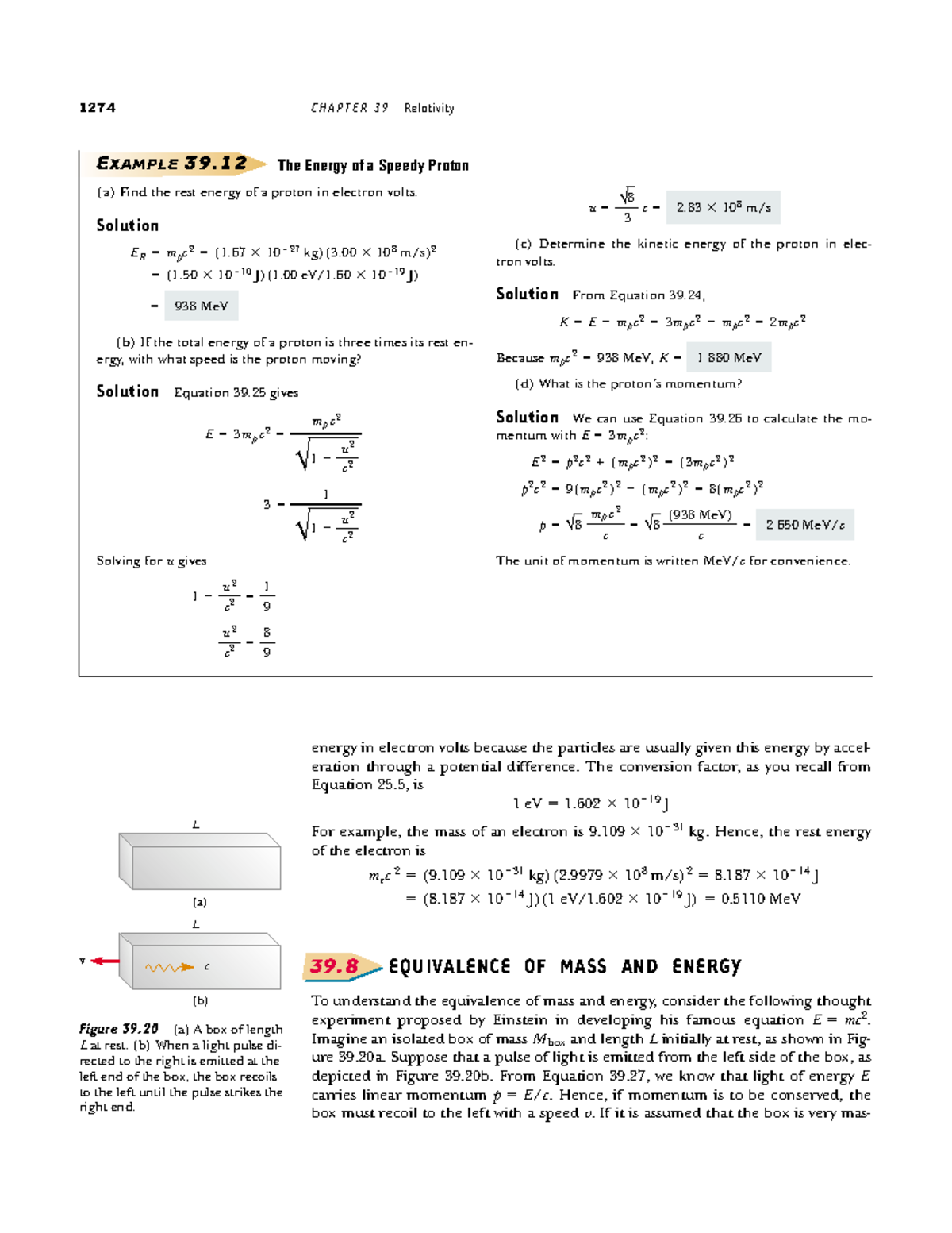 Fundamentals of Physics -64 - 1274 C H A P T E R 3 9 Relativity energy ...