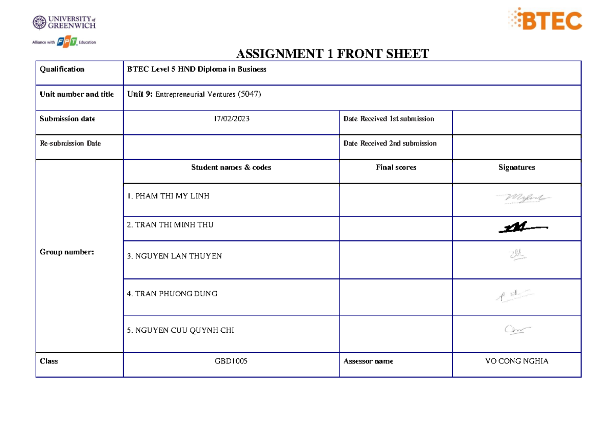 Pham-Thi-My-Linh-FGW-DN ASM1 495729 0 - ASSIGNMENT 1 FRONT SHEET Qualification BTEC Level 5 HND ...