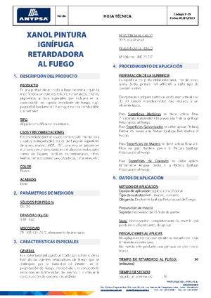 Pintura Ignifuga Retardadora AL Fuego - Ver 5 HOJA DE SEGURIDAD Código ...