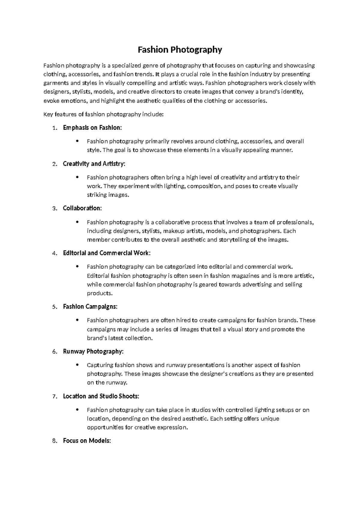 Fashion Photography - notes - Fashion Photography Fashion photography ...