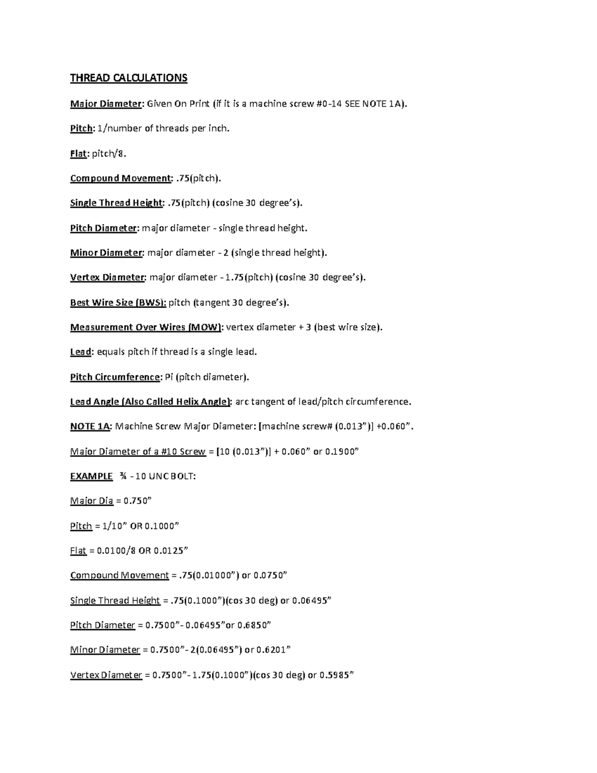 Thread-Calculations 2020a guide to complete threading - THREAD ...