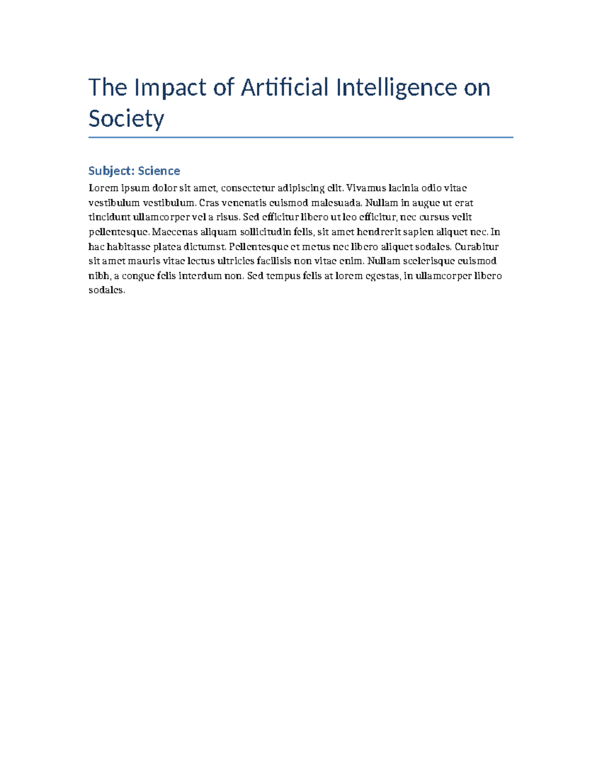 Essay 1 The Impact of Artificial Intelligence on Society - The Impact ...