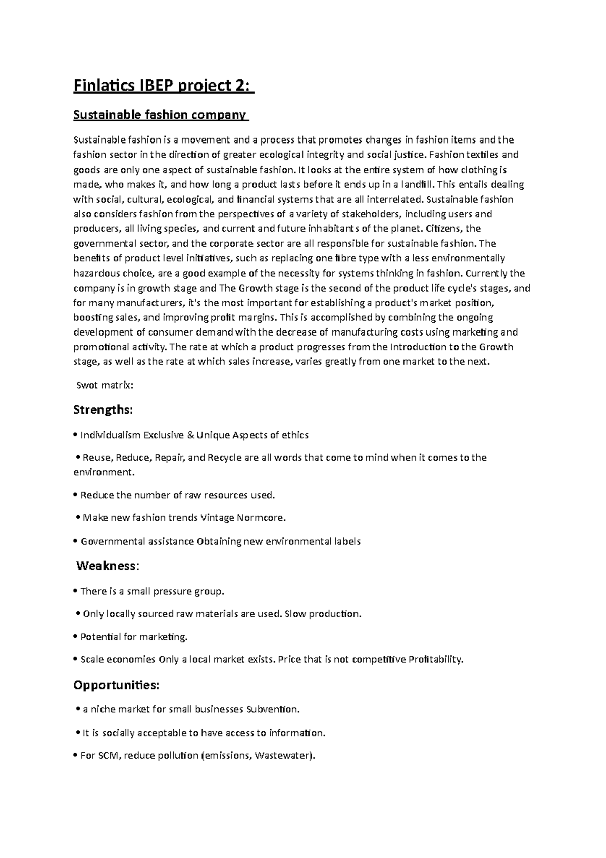 Finlatics IBEP project 2 - Fashion textiles and goods are only one ...