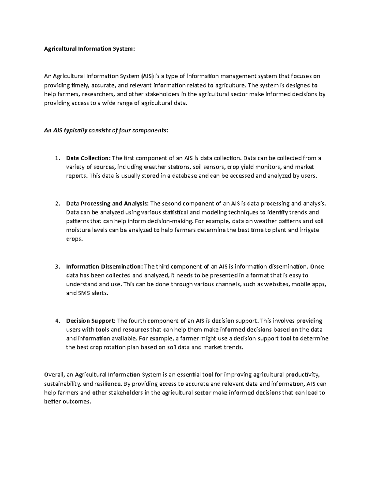 Agricultural Information System - The system is designed to help ...