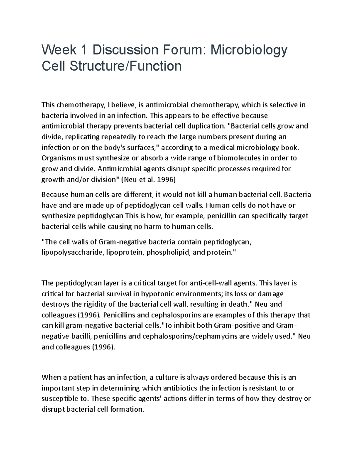 Week 1 Discussion Forum - Week 1 Discussion Forum: Microbiology Cell ...