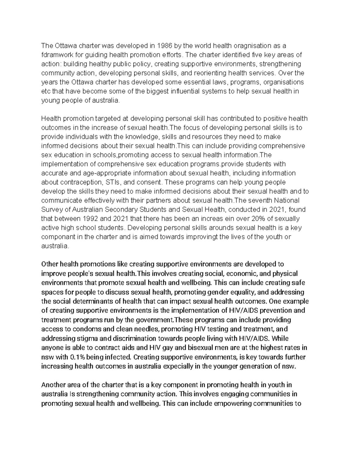 Ottawa charter essay - The Ottawa charter was developed in 1986 by the ...