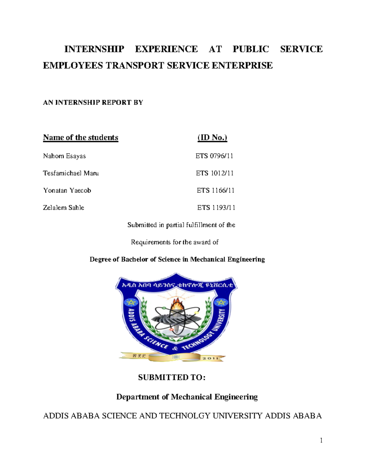 Internship Report New Final - INTERNSHIP EXPERIENCE AT PUBLIC SERVICE ...