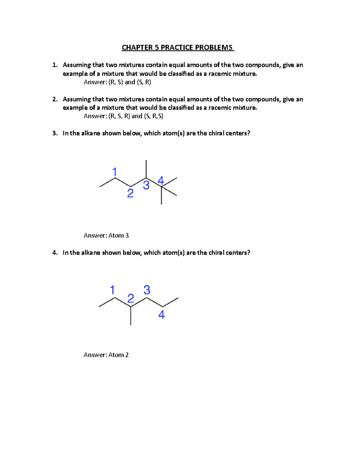 Chapter 5 Section 1 Practice Problems - CHAPTER 5 PRACTICE PROBLEMS Assuming that two mixtures ...