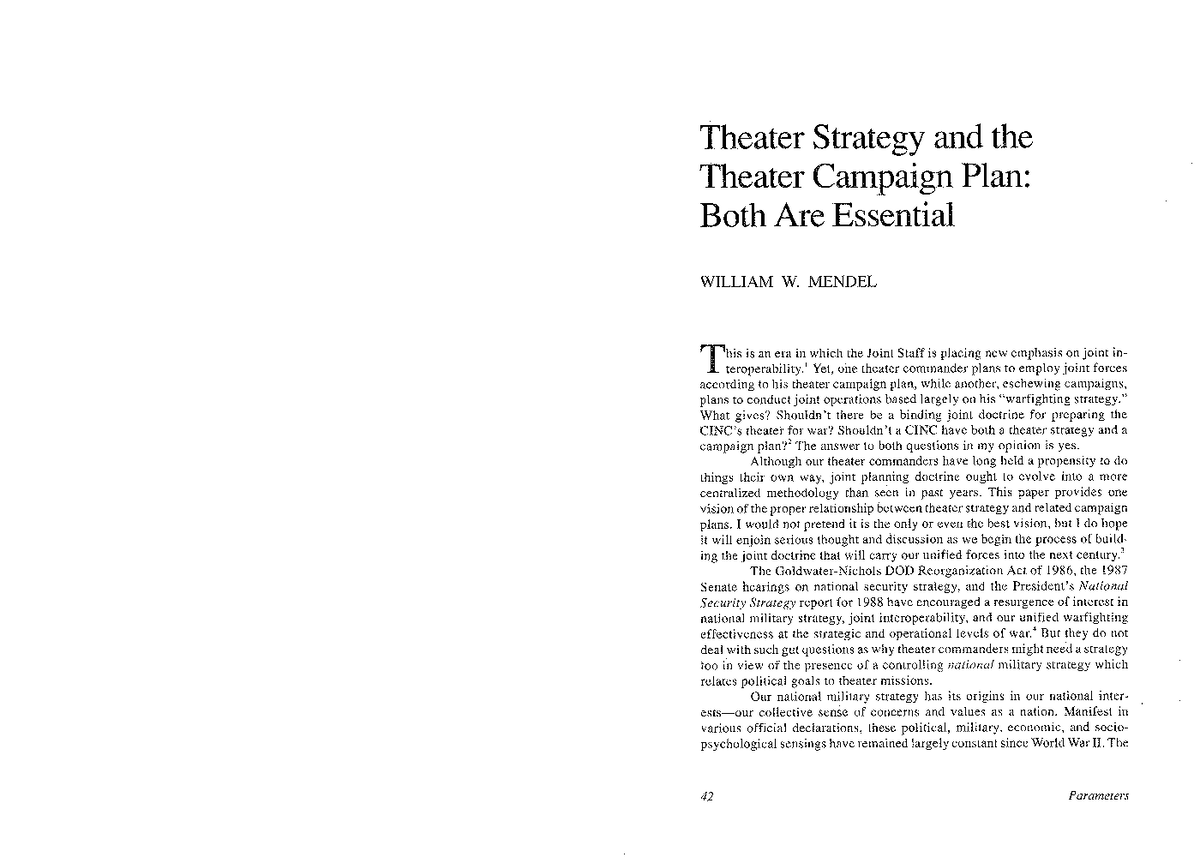 Mendel Theater Strategy AND Theater Campaign PLAN - Theater Strategy ...