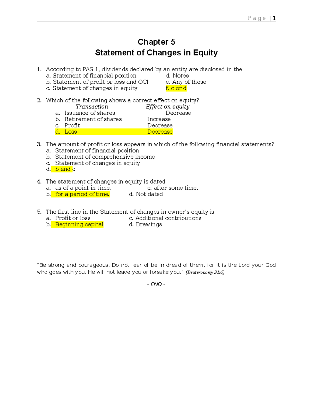 Chapter 5 Statement OF Changes IN Equity - P a g e | 1 Chapter 5 ...