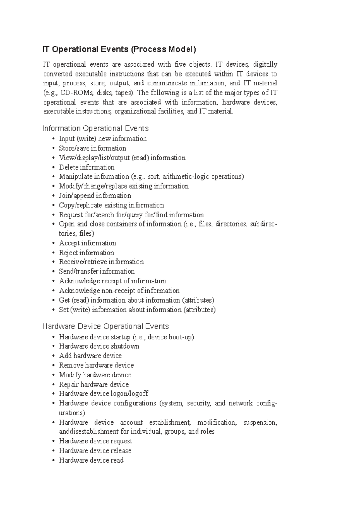 IT Operational Events - IT devices, digitally converted executable ...