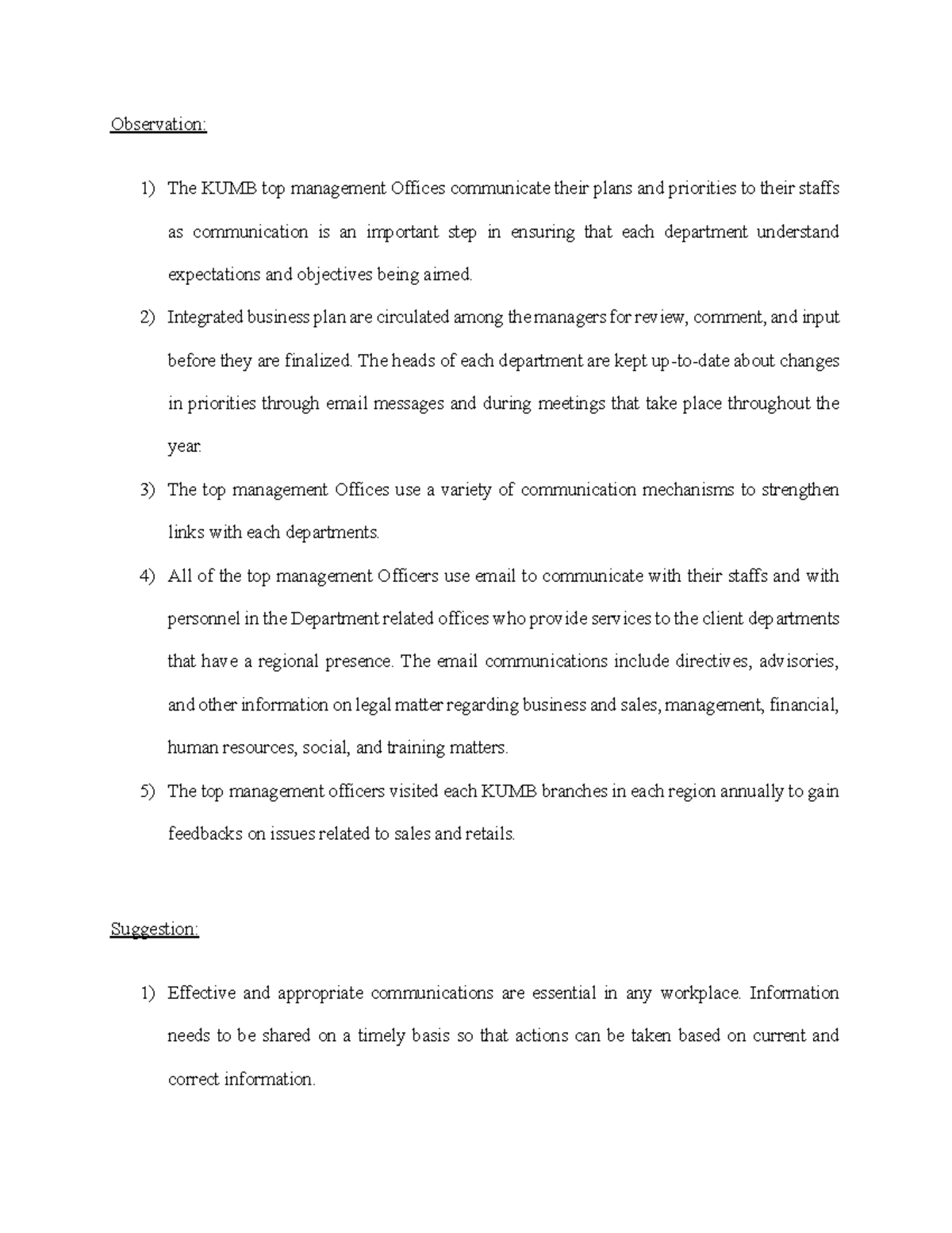 Business Management Control Framework 2 - Observation: The KUMB top ...