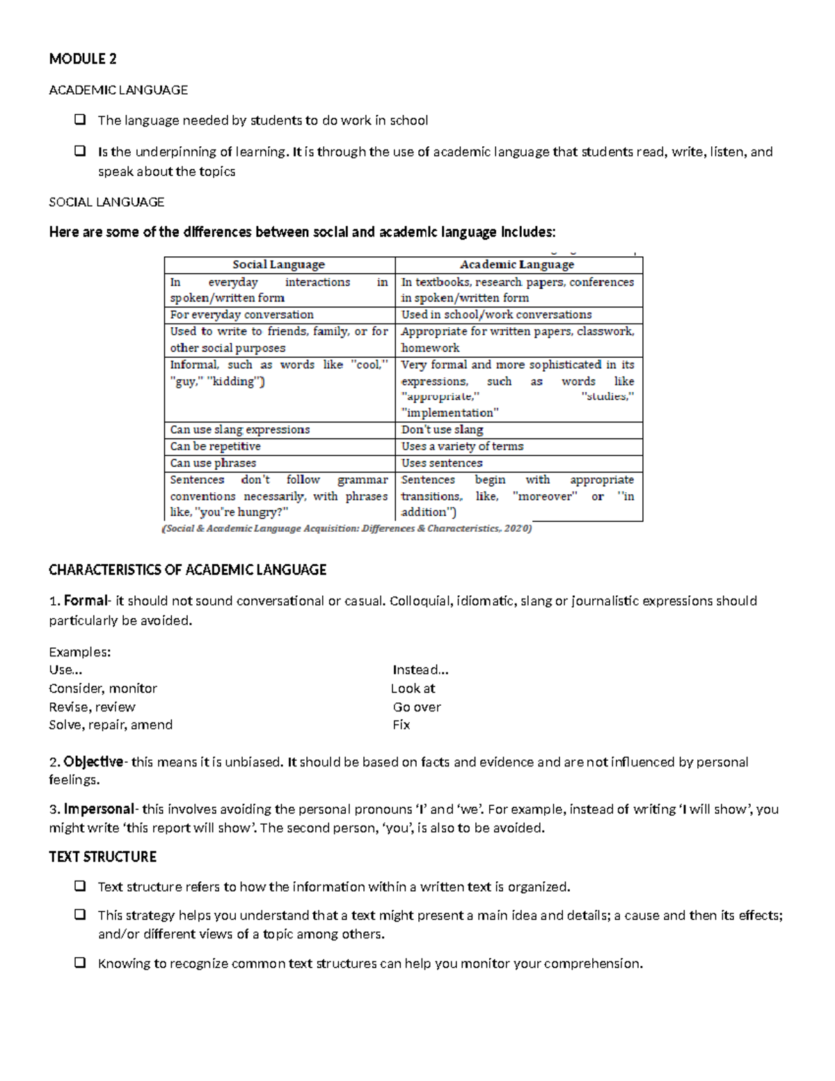 Module 2 EAPP - Answer - MODULE 2 ACADEMIC LANGUAGE The language needed ...