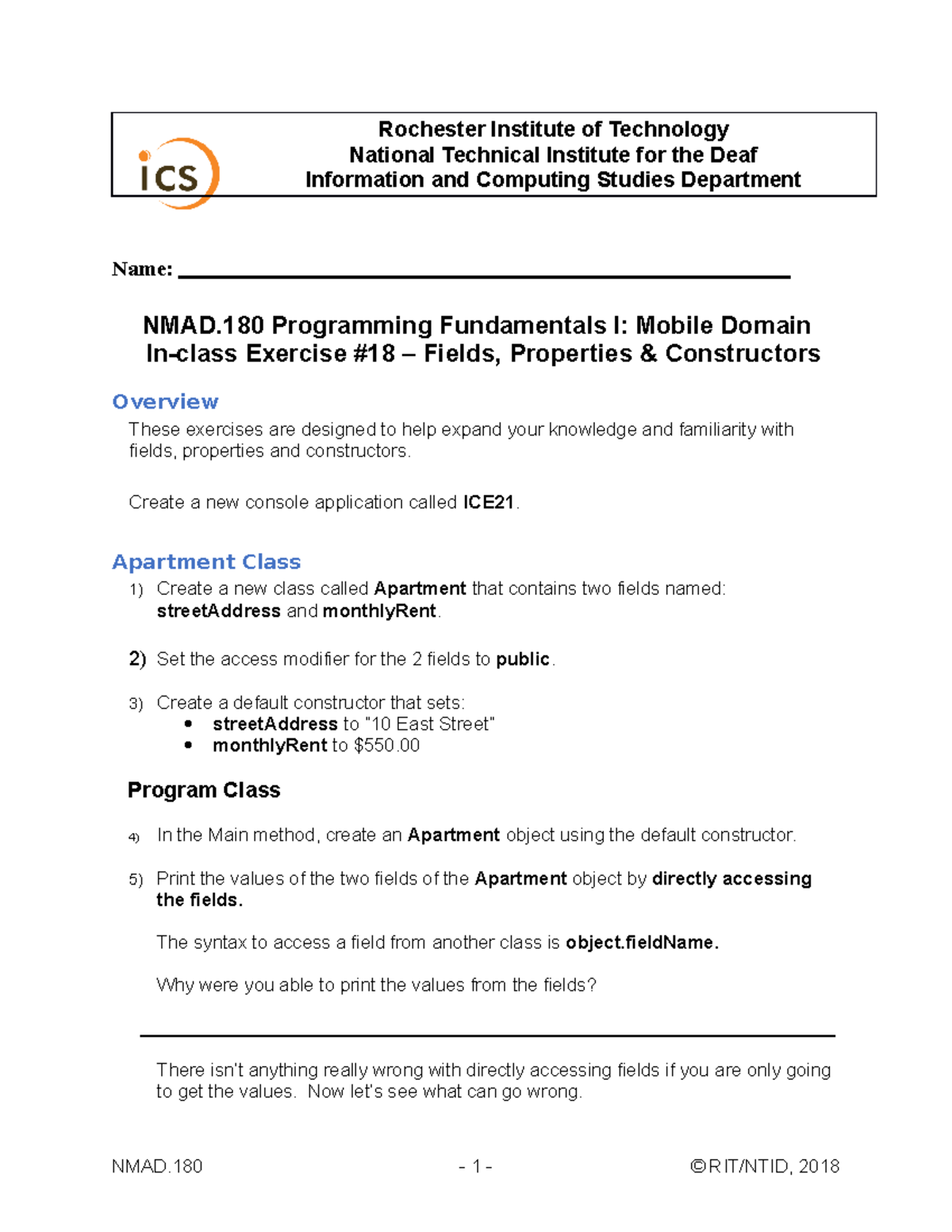 ICE18 - NTID - Rochester Institute of Technology National Technical ...