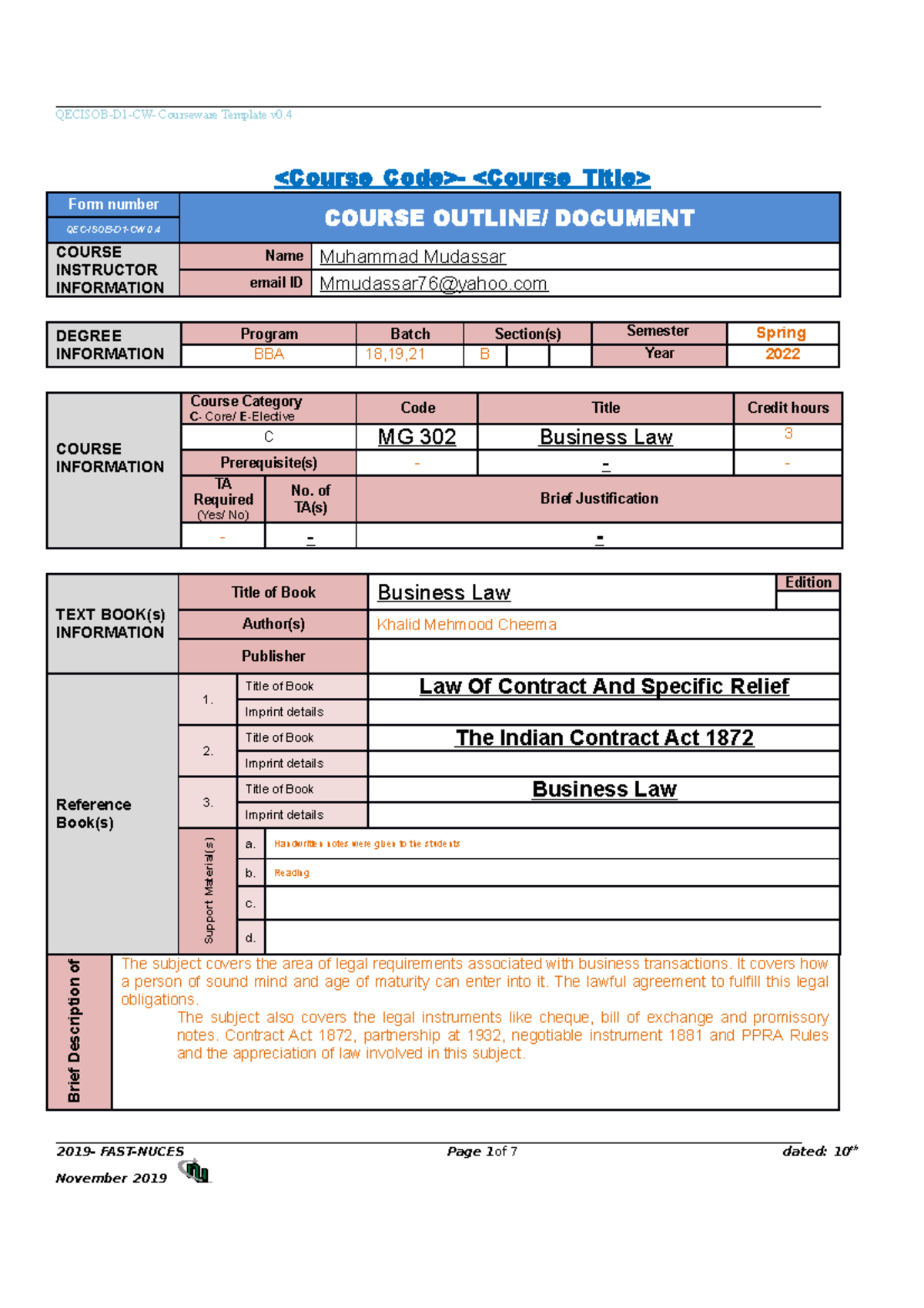 Course Outline Template FSM - QECISOB-D1-CW- Courseware Template v0 ...