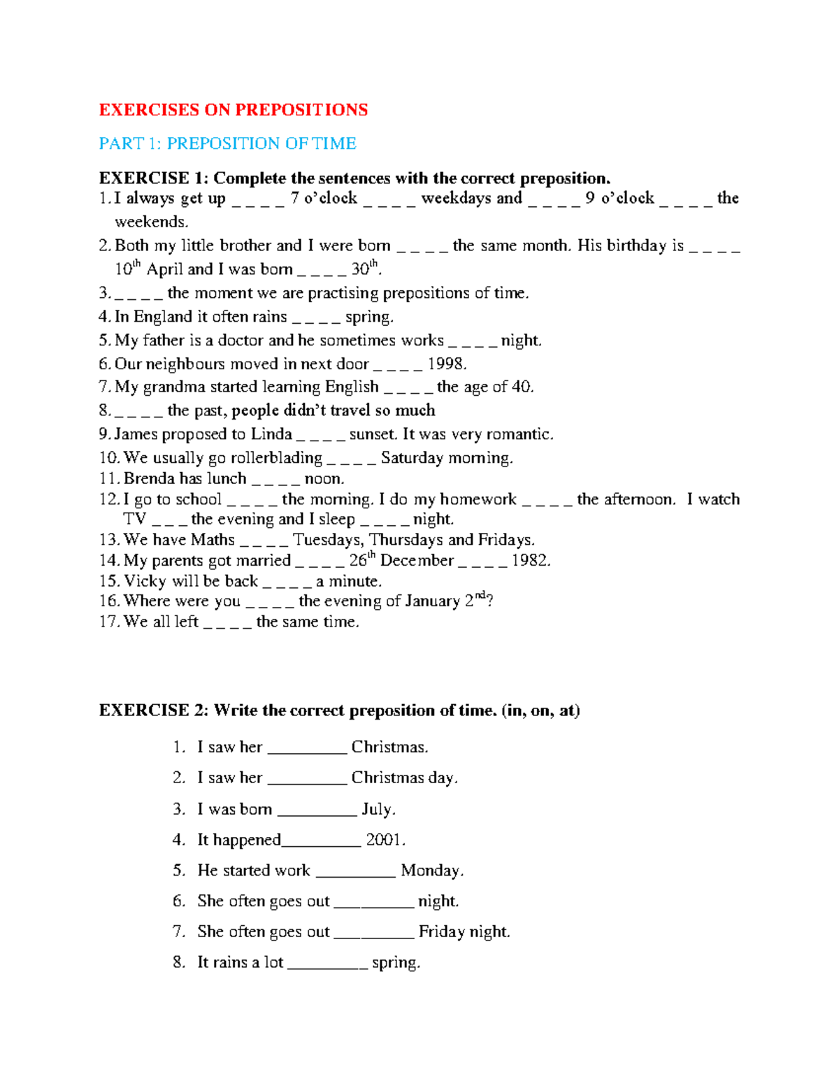 Prepositions With Answer Key Esl Worksheet By Giovanni