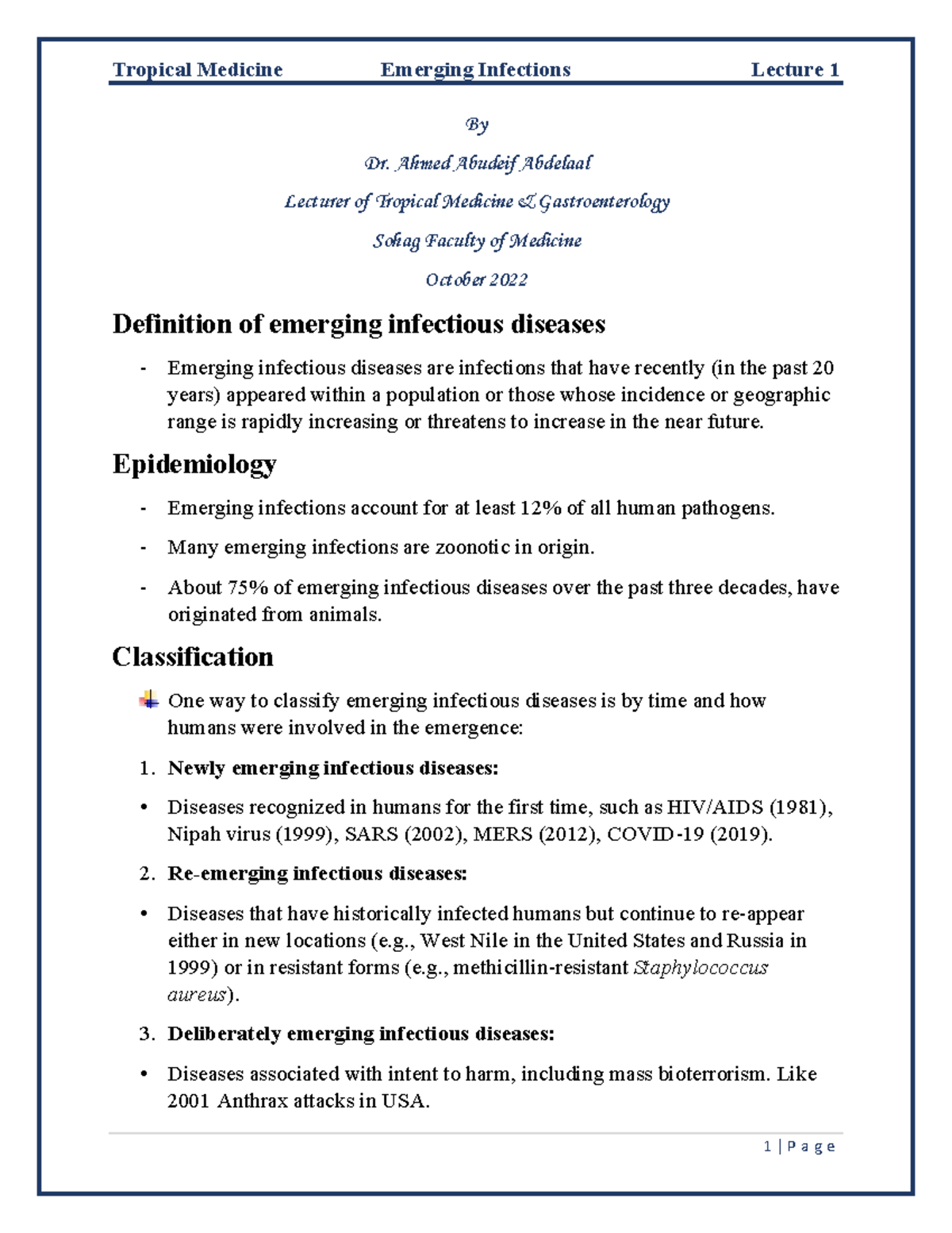 Emergency infection - By Dr. Ahmed Abudeif Abdelaal Lecturer of ...