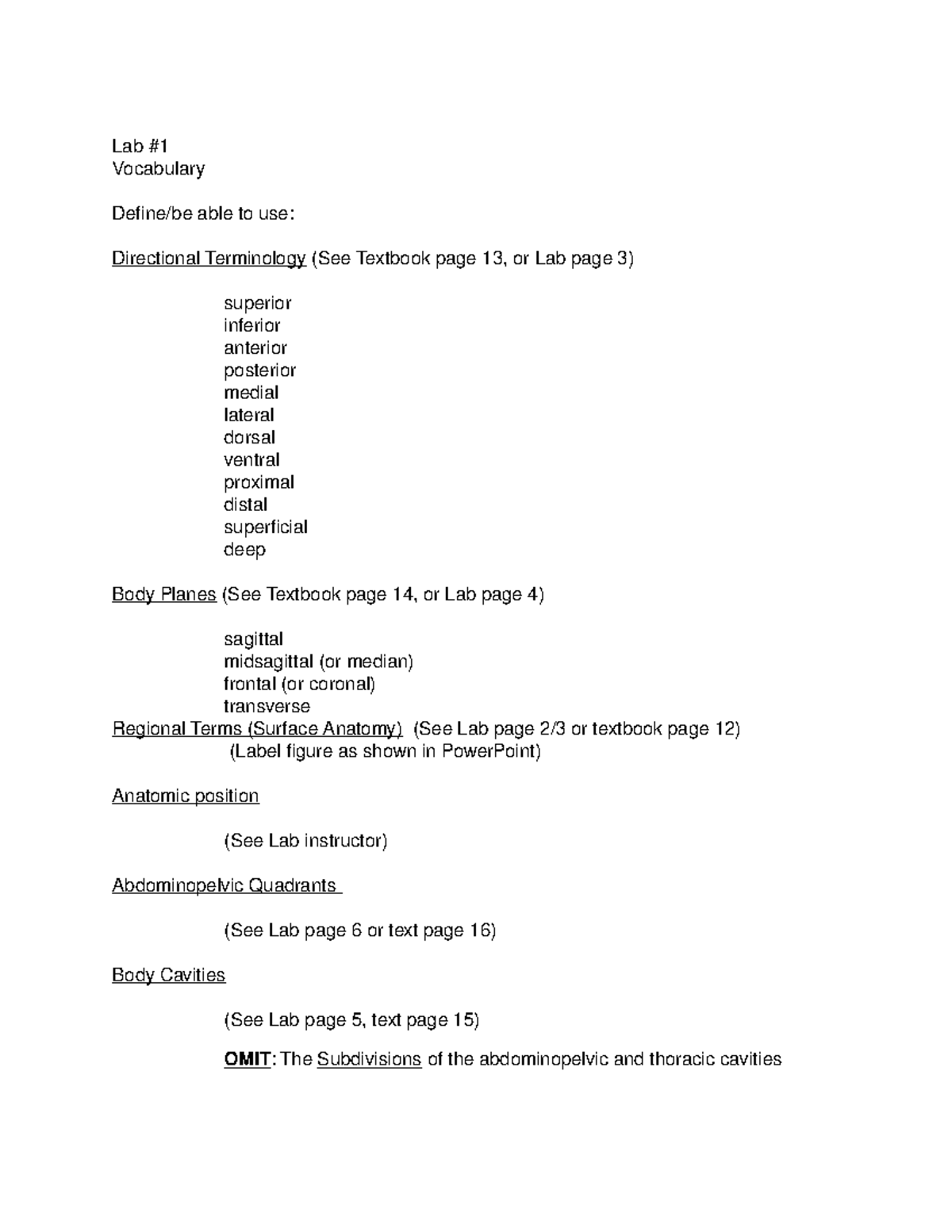 Lab #1 Terminology - Lab notes - Lab #1 Vocabulary Define/be able to ...