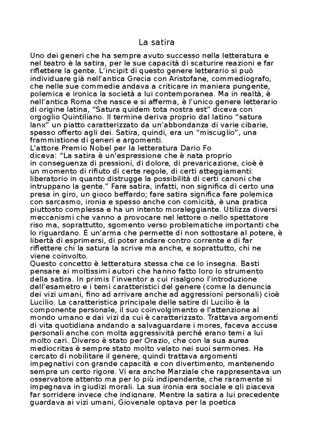 La satira - La satira Uno dei generi che ha sempre avuto successo nella ...