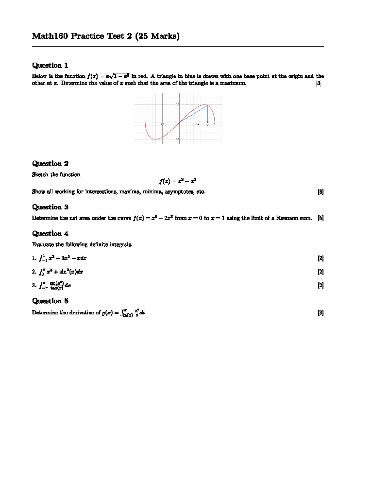 Math160 Prcatice Class Test 2 - MATH130 - Studocu