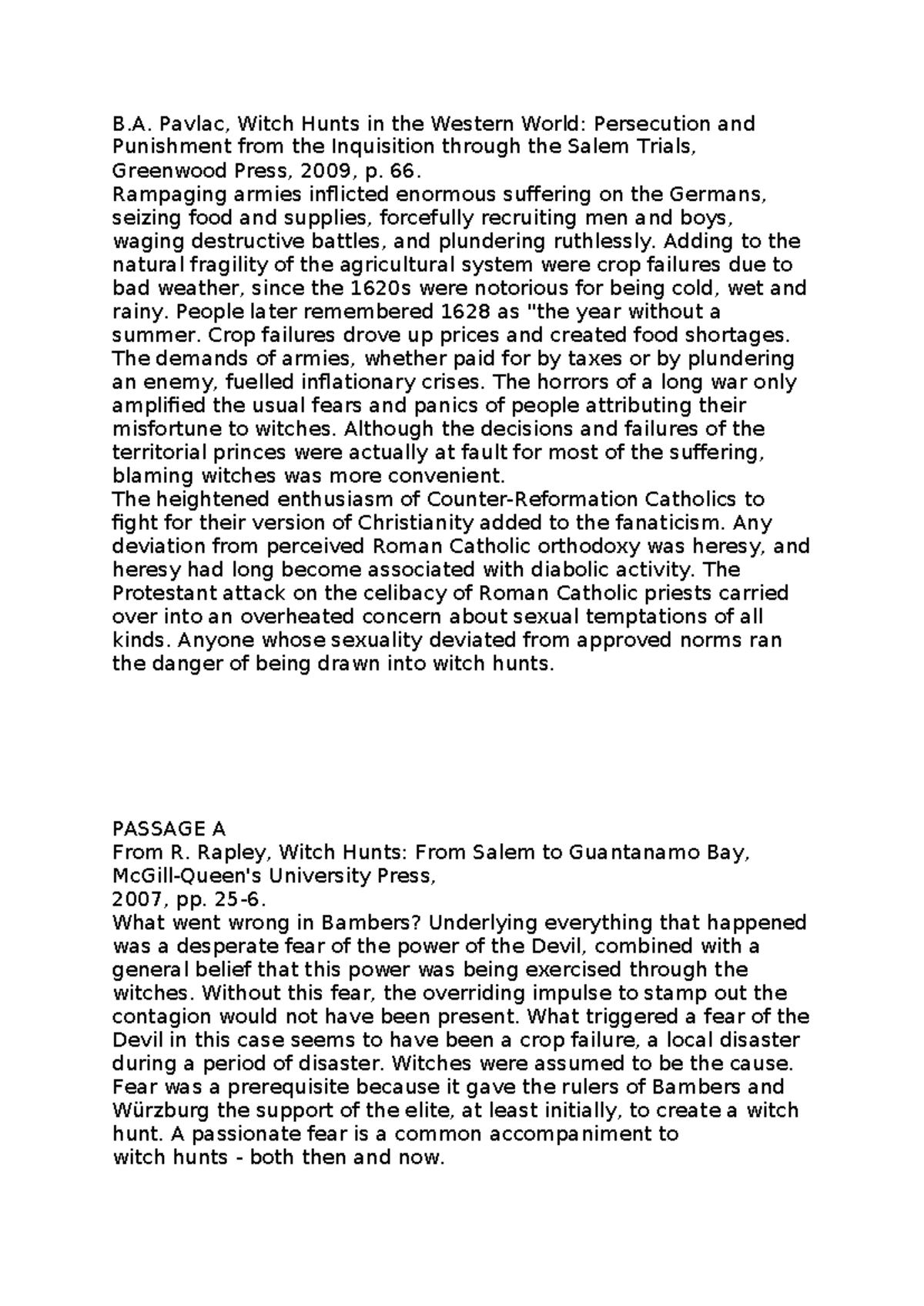 Document - B. Pavlac, Witch Hunts in the Western World: Persecution and ...