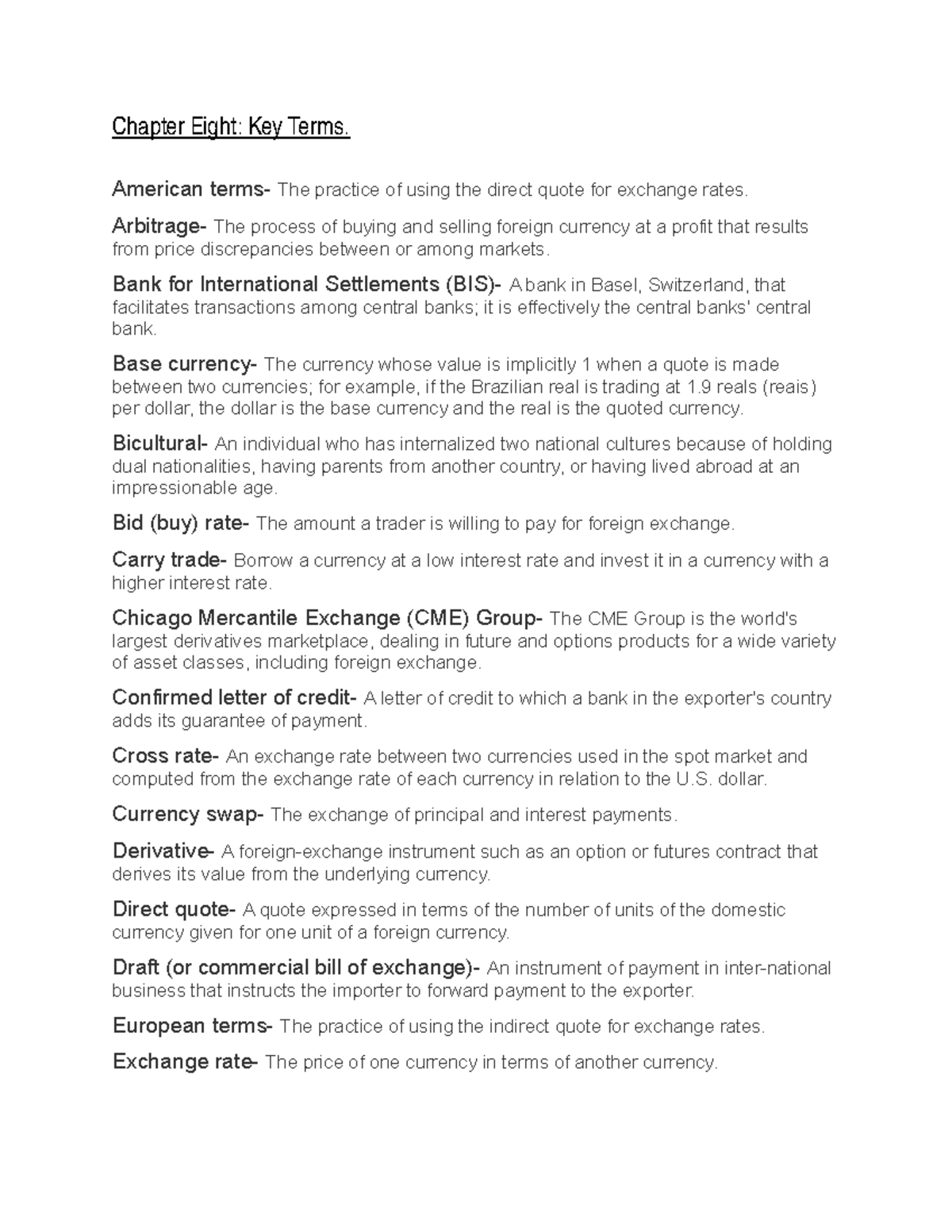 Ch.8 Keyterms - Glossary definition. - Ch a p t e rEi g h t : Ke yT e r ...