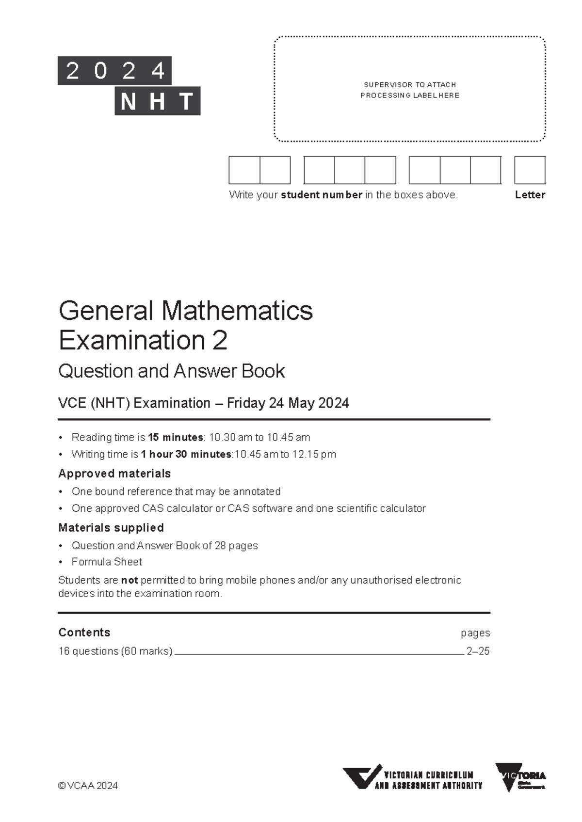 2024 General Mathematics-NHT Written examination 2 - 2 0 2 4 N H T ...