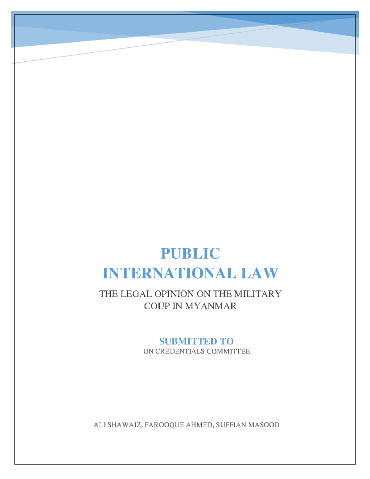 Legal Opinion (Myanmar) - PUBLIC INTERNATIONAL LAW THE LEGAL OPINION ON ...