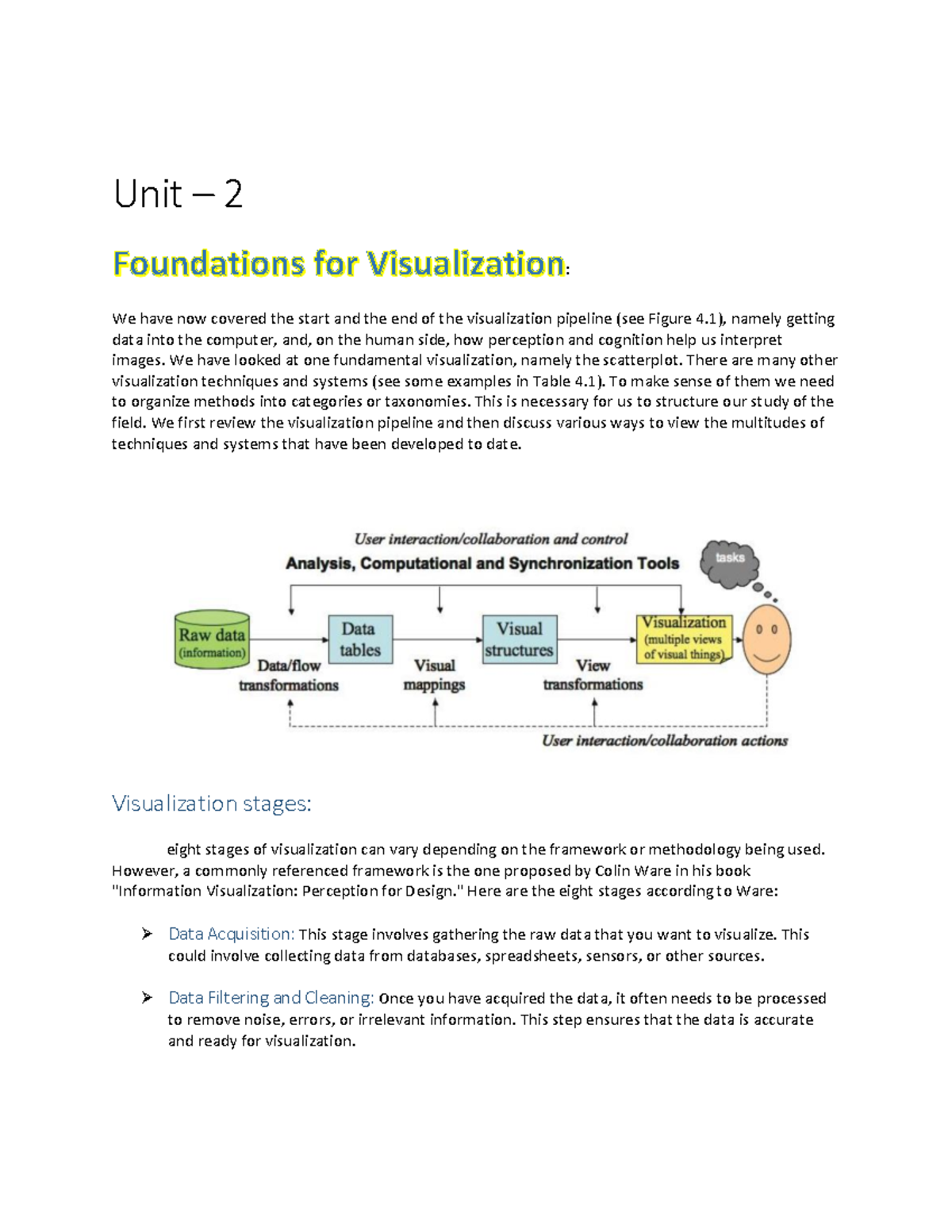 DVT-unit2 - DVT unit2 notes - Unit – 2 Foundations for Visualization ...