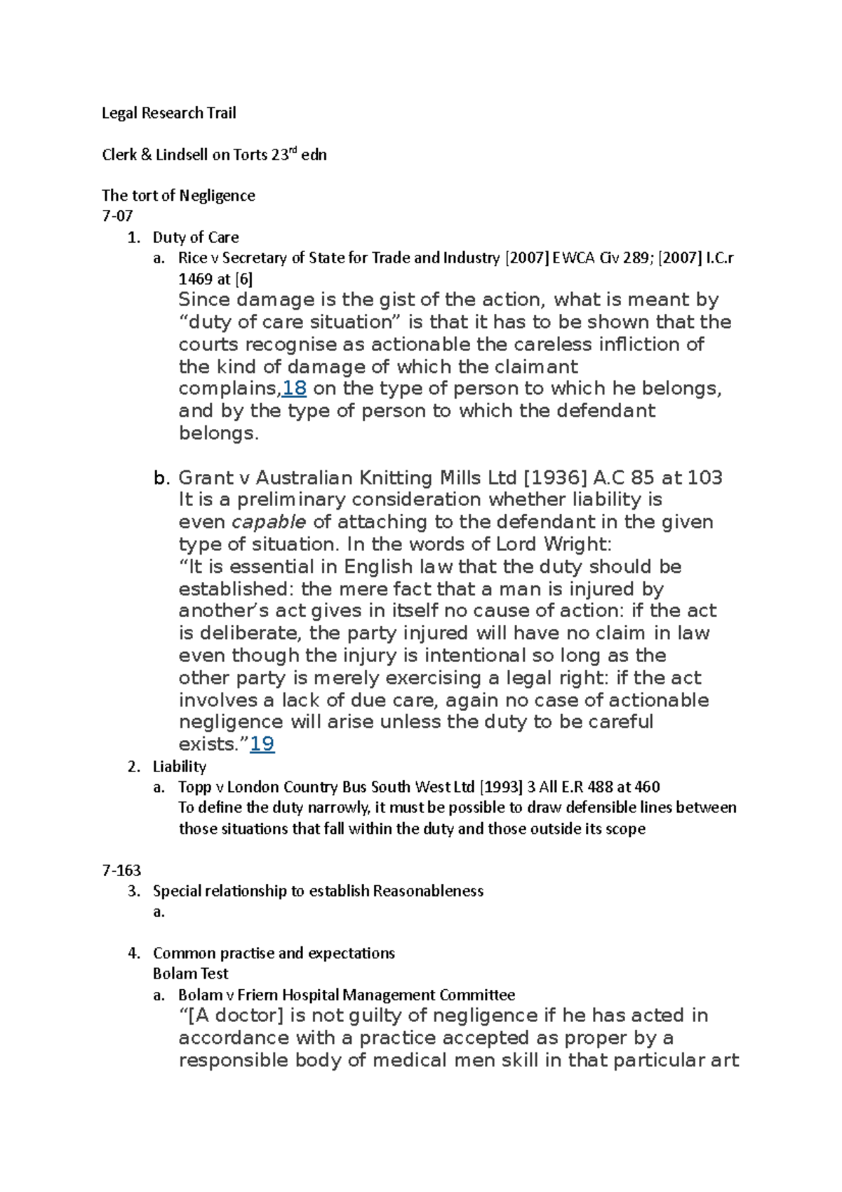 Grayson v Little Research Trail - Legal Research Trail Clerk & Lindsell ...