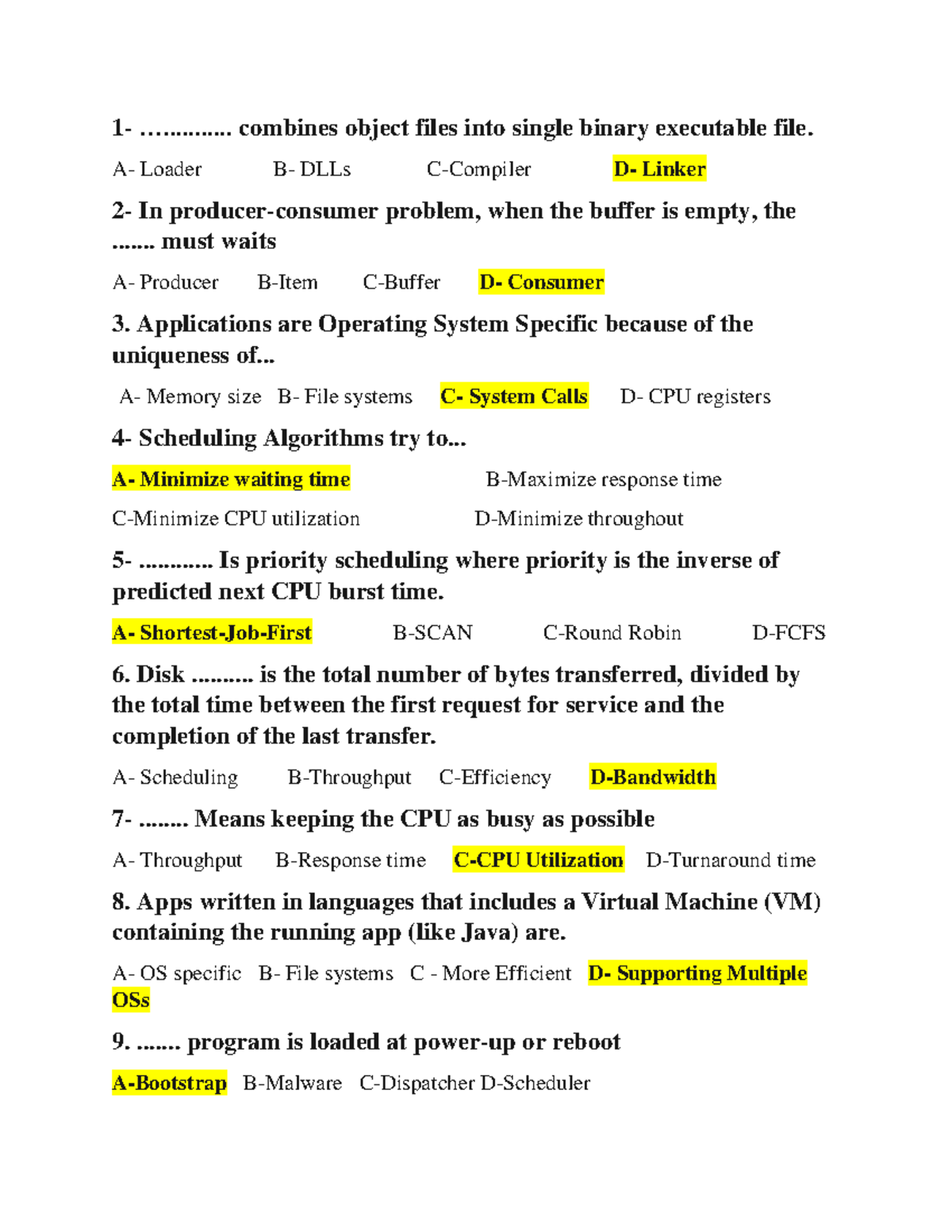 Os Exams Intro To Os Exam 1 Combines Object Files Into Single Binary