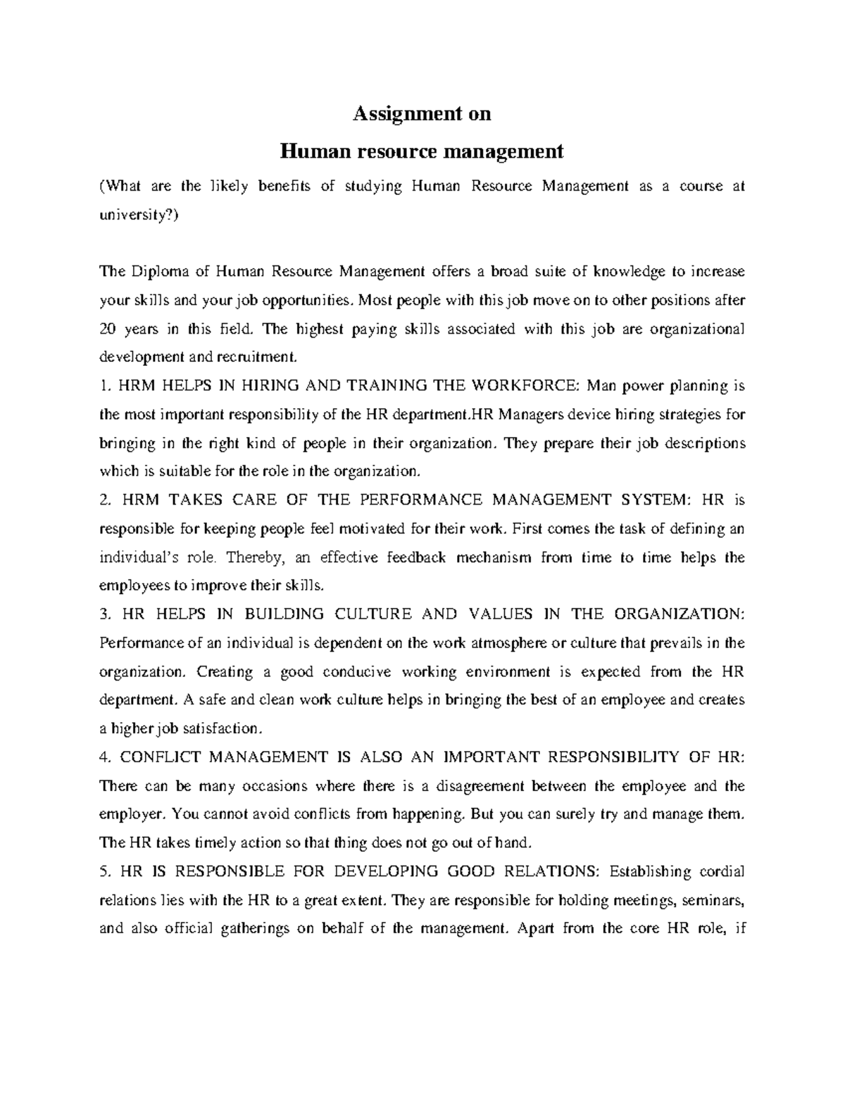 Assign cho - Miss Precious - Assignment on Human resource management ...