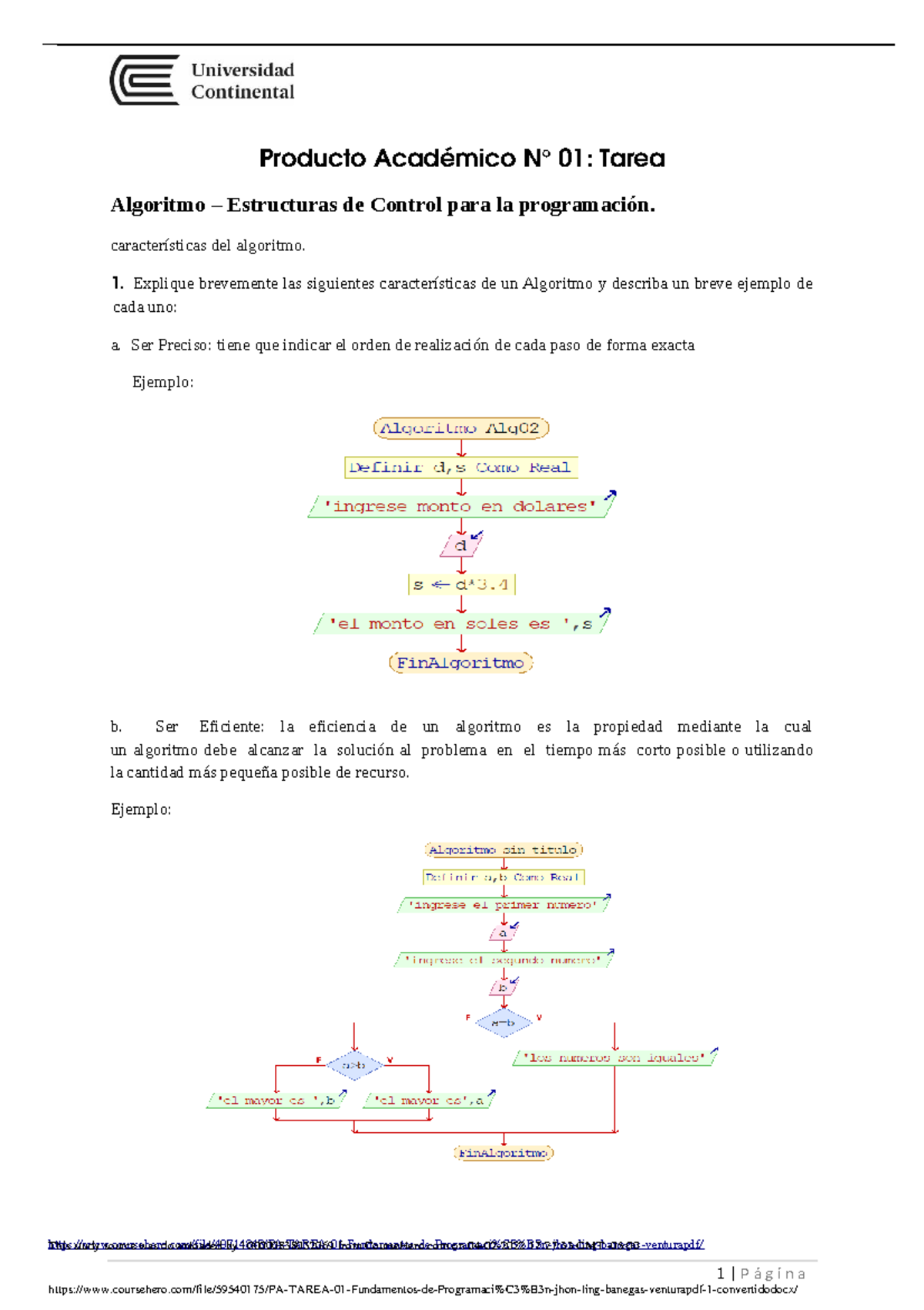 PA Tarea 01 Fundamentos de Programaci n jhon ling banegas ventura - - Studocu