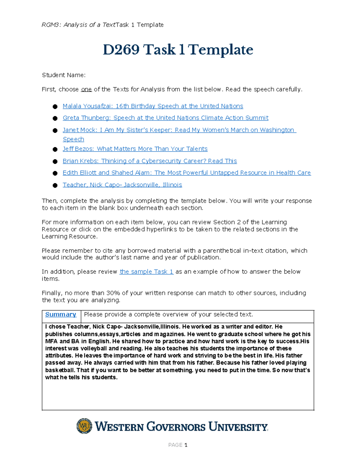 Task 1 Template - analysis - RGM3: Analysis of a TextTask 1 Template ... Task 1 Template - analysis - RGM3: Analysis of a TextTask 1 Template ...