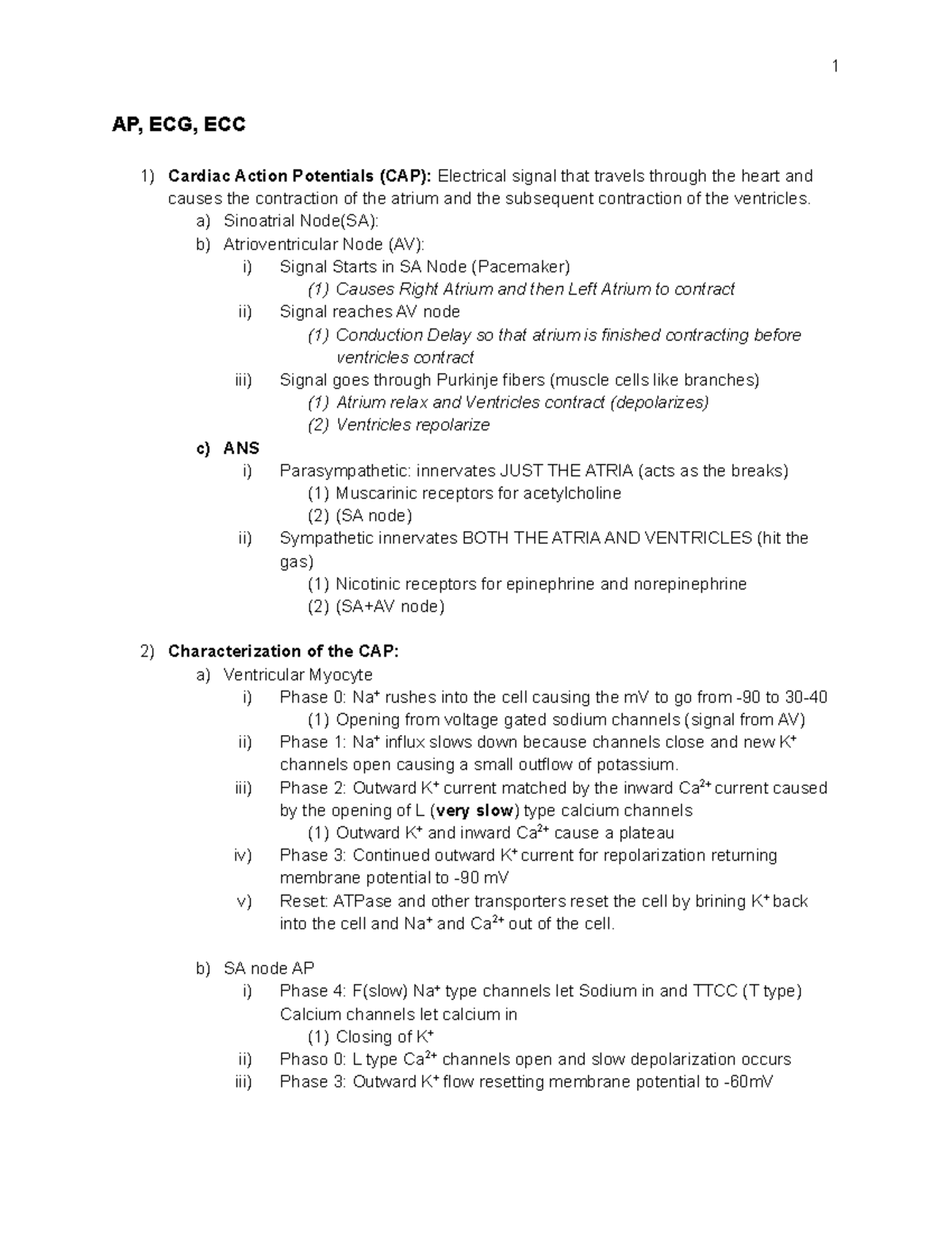 PHSL 3061 Cardiac Phys Exam Study Guide - AP, ECG, ECC Cardiac Action ...