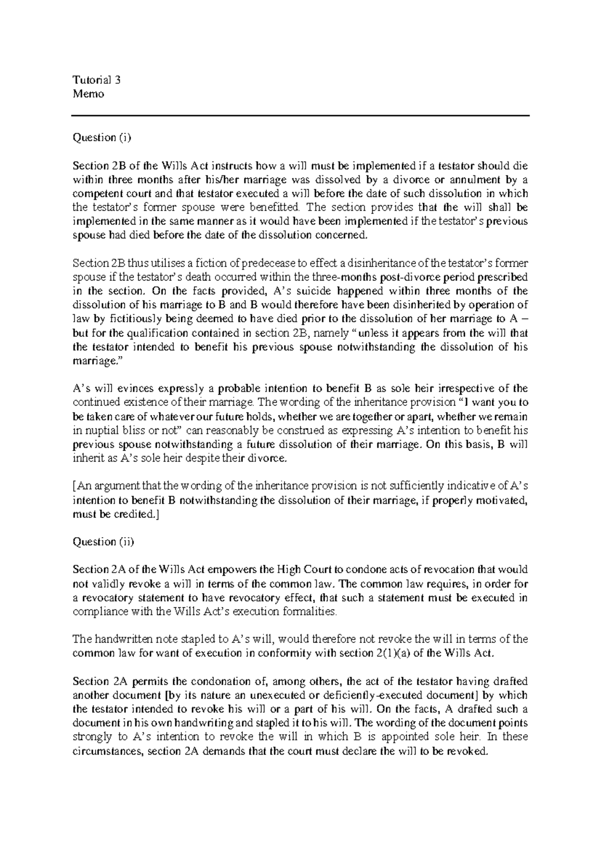 Tutorial 3 Memo Memo For Possible Long Question Tutorial 3 Memo Question I Section 2b Of