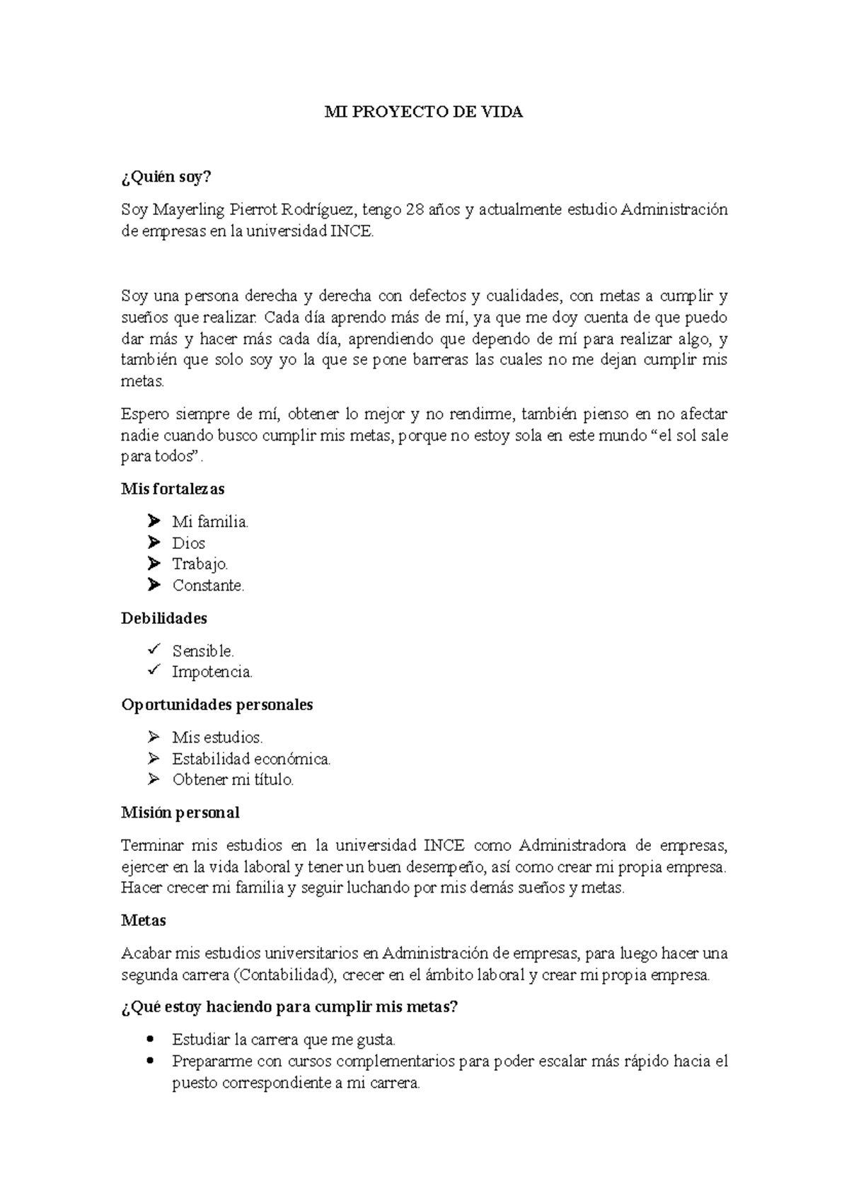 Actividad 2 Modulo 1 Contabilidad - MI PROYECTO DE VIDA ¿Quién soy? Soy Mayerling Pierrot ...