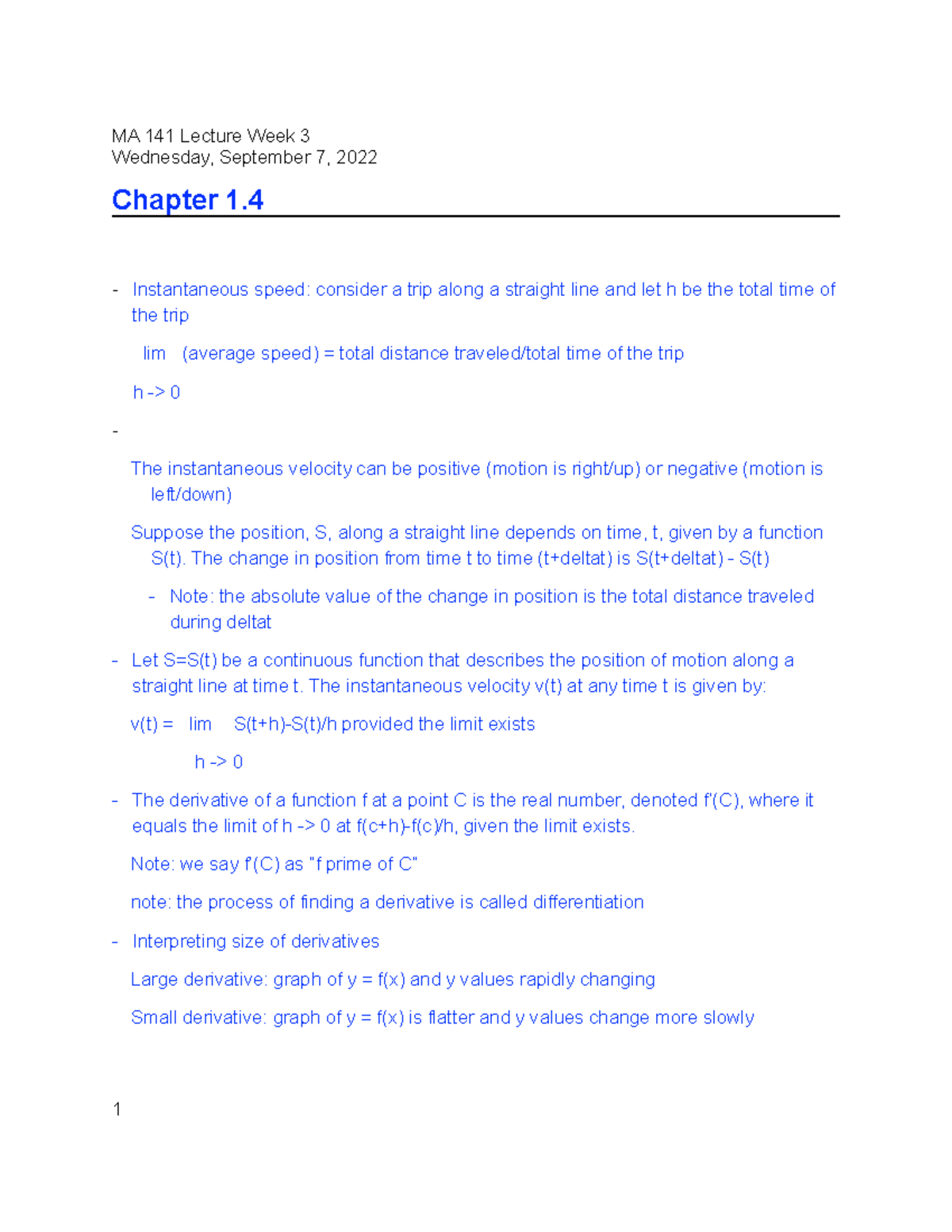 MA 141 Lecture Week 3 - Calculus I with Rachel Abel - MA 141 Lecture ...