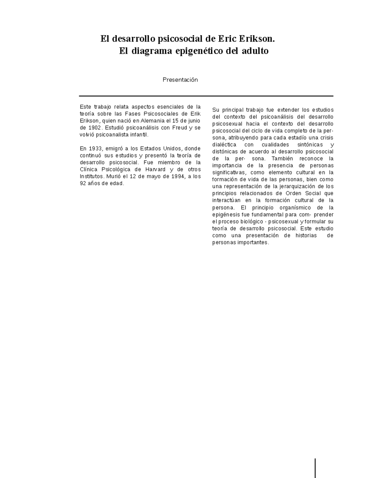 Erick erickson - ICUJBHIUHBV - El desarrollo psicosocial de Eric ...
