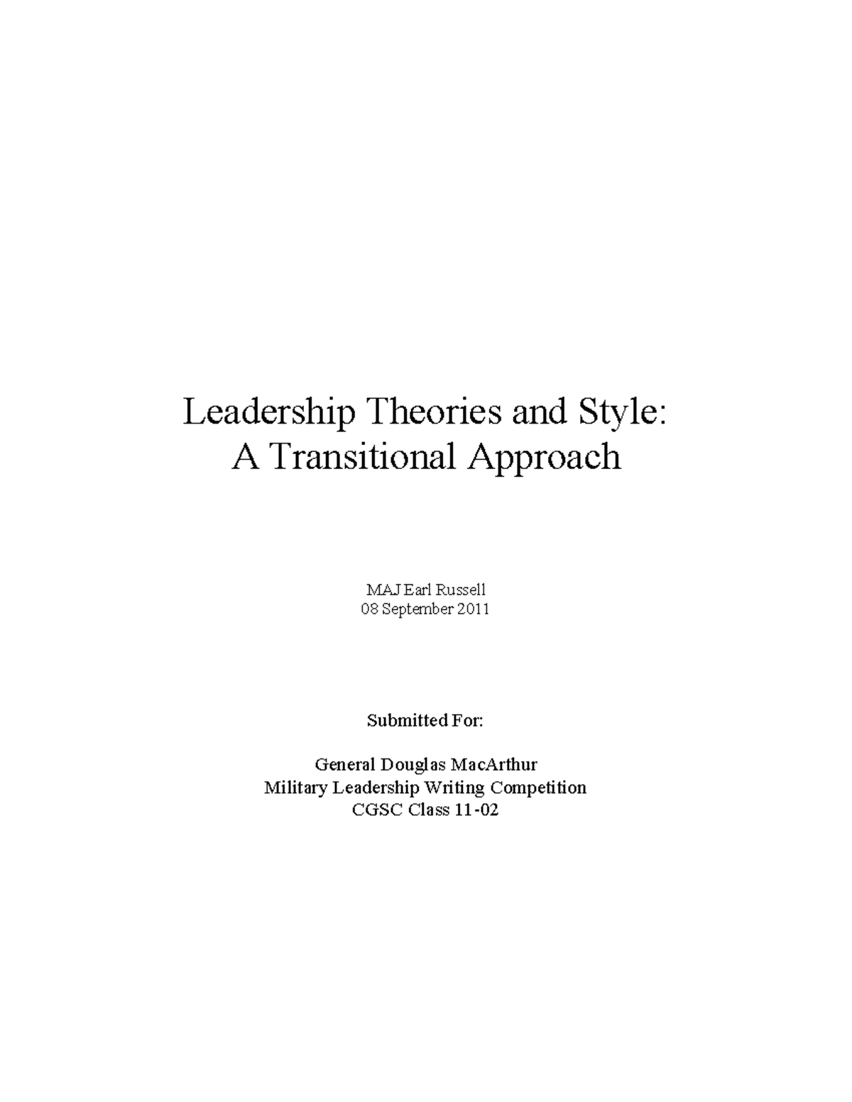 U1 Leadership Styles Essay - Leadership Theories and Style: A ...