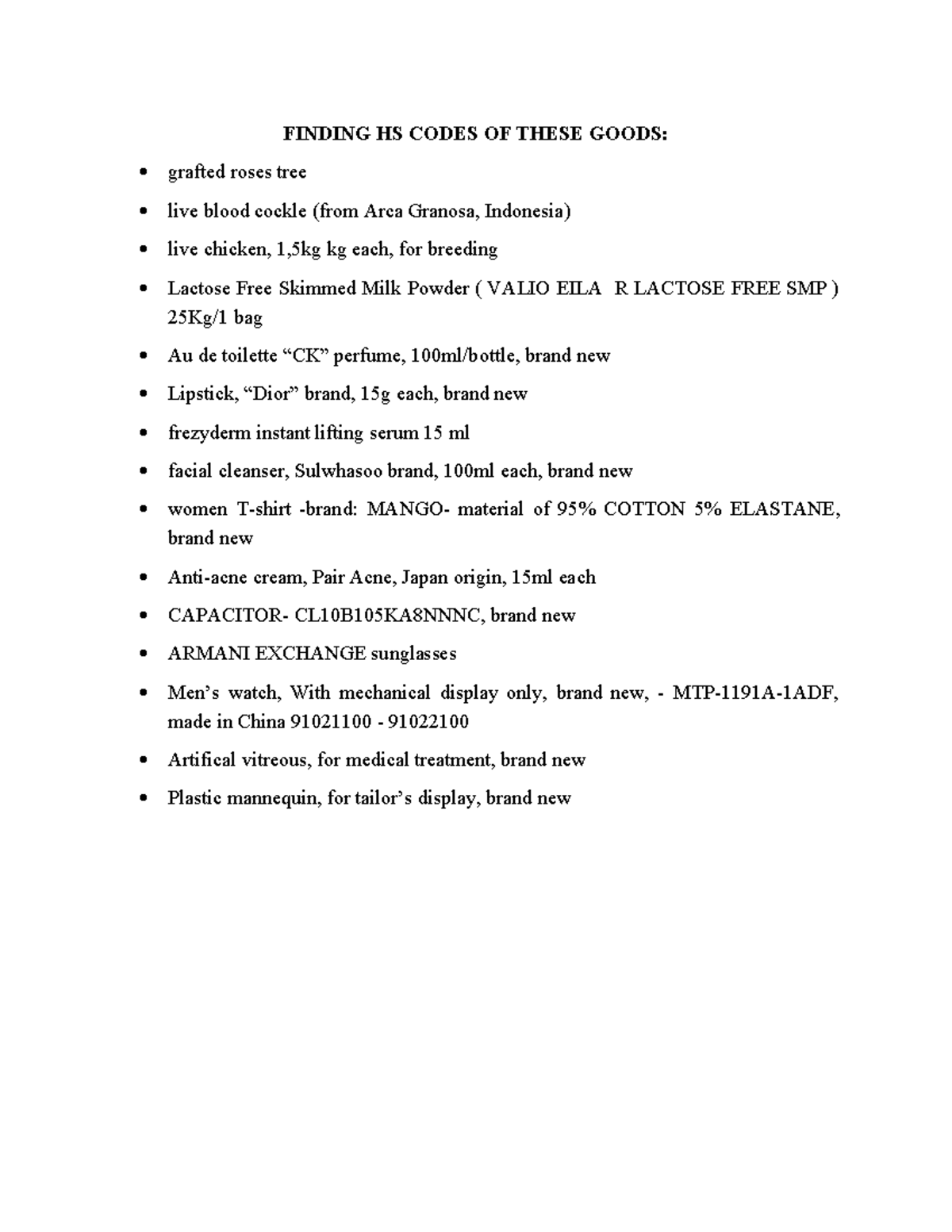 Finding HS Codes - useful - FINDING HS CODES OF THESE GOODS: grafted ...