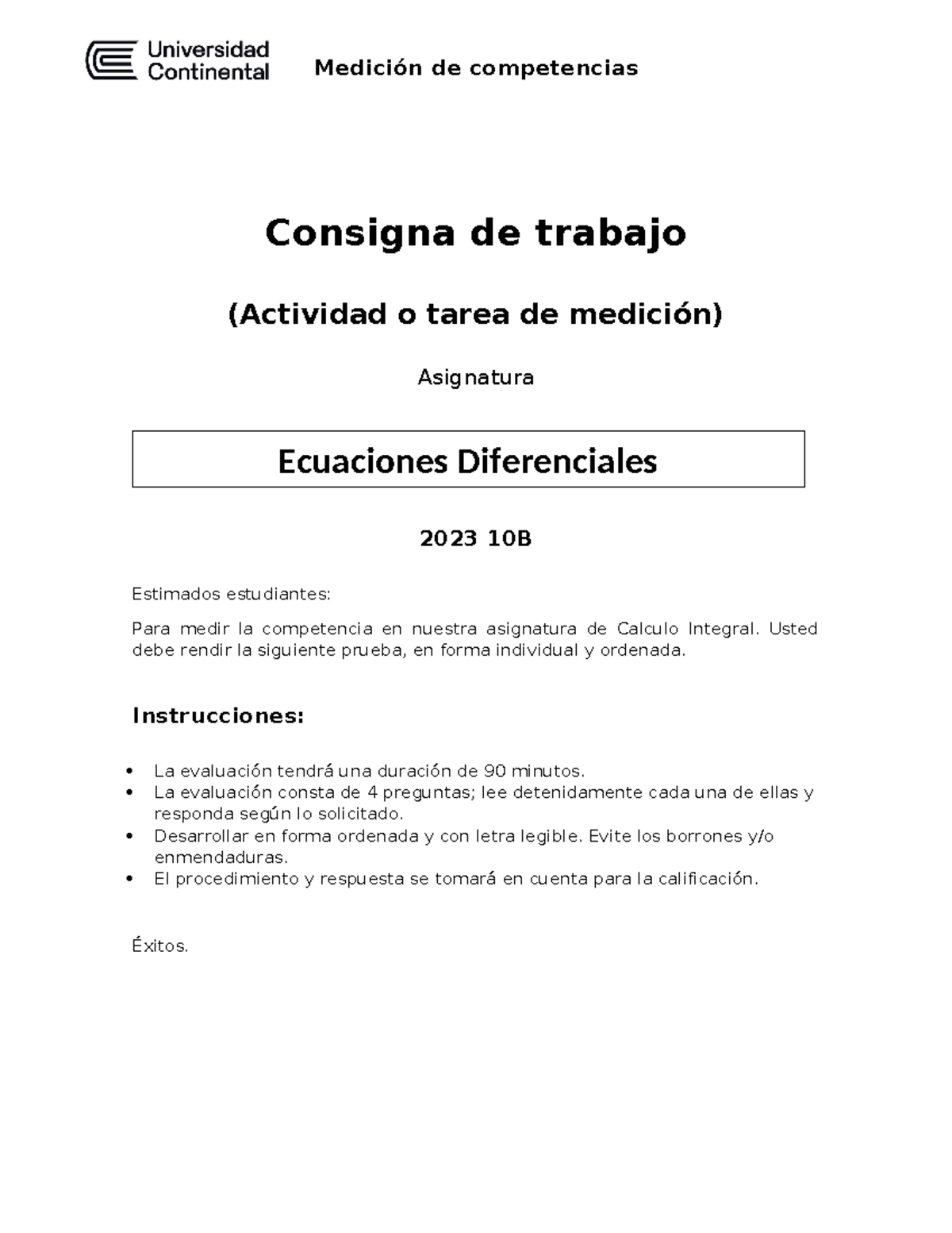 Evaluacion DE Competencias (A)- solucionario - Consigna de trabajo (Actividad o tarea de ...