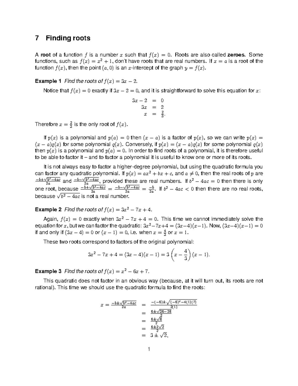 7. Finding Roots- encontrando raices notas pdf - 7 Finding roots A root ...