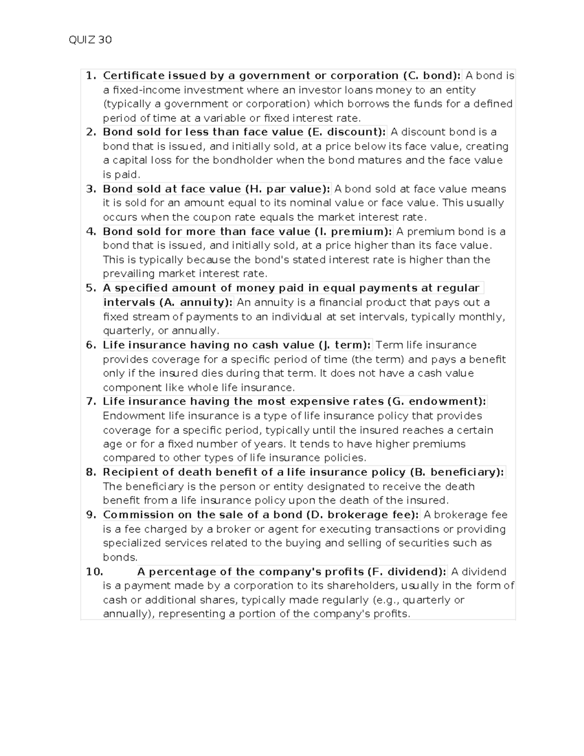 Quiz 30 anskey - Practice test with answer key - QUIZ 30 Certificate ...