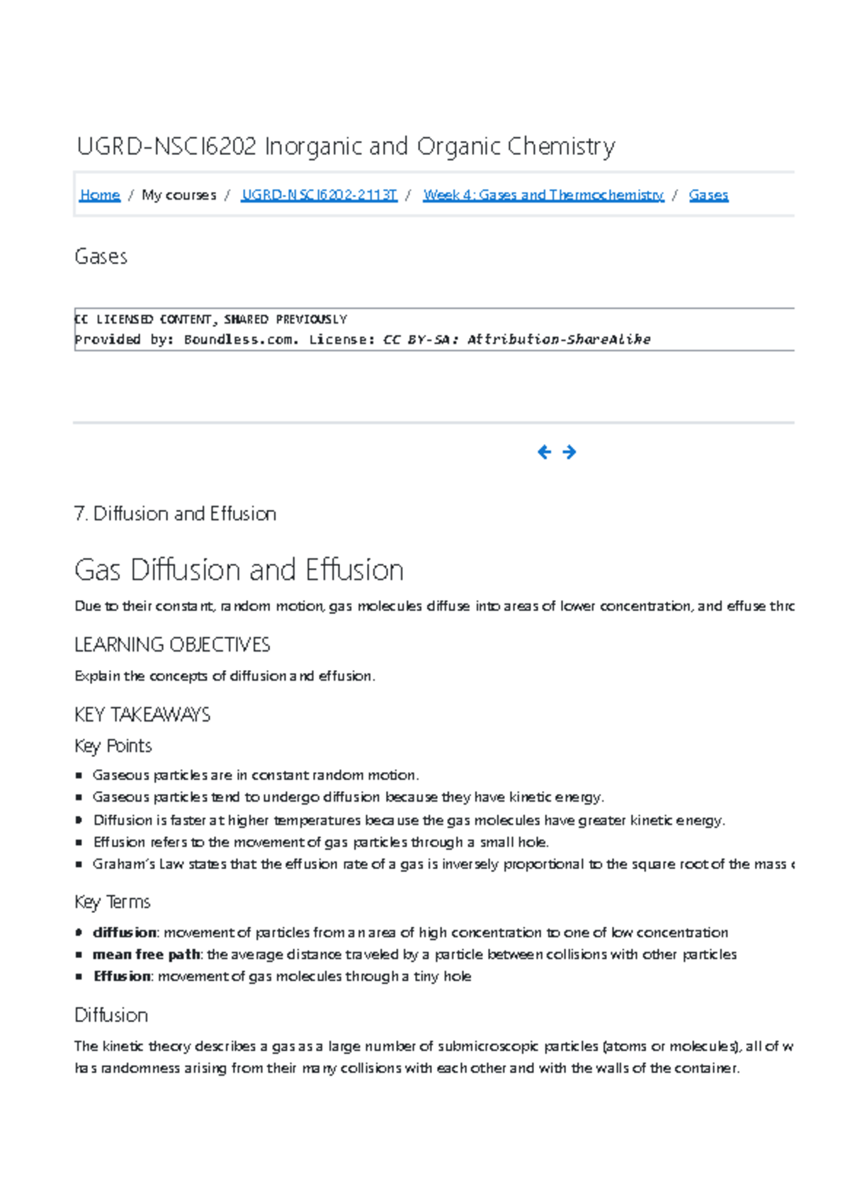 Gases Diffusion and Effusion - Home / My courses / UGRD-NSCI6202-2113T / Week 4: Gases and - Studocu